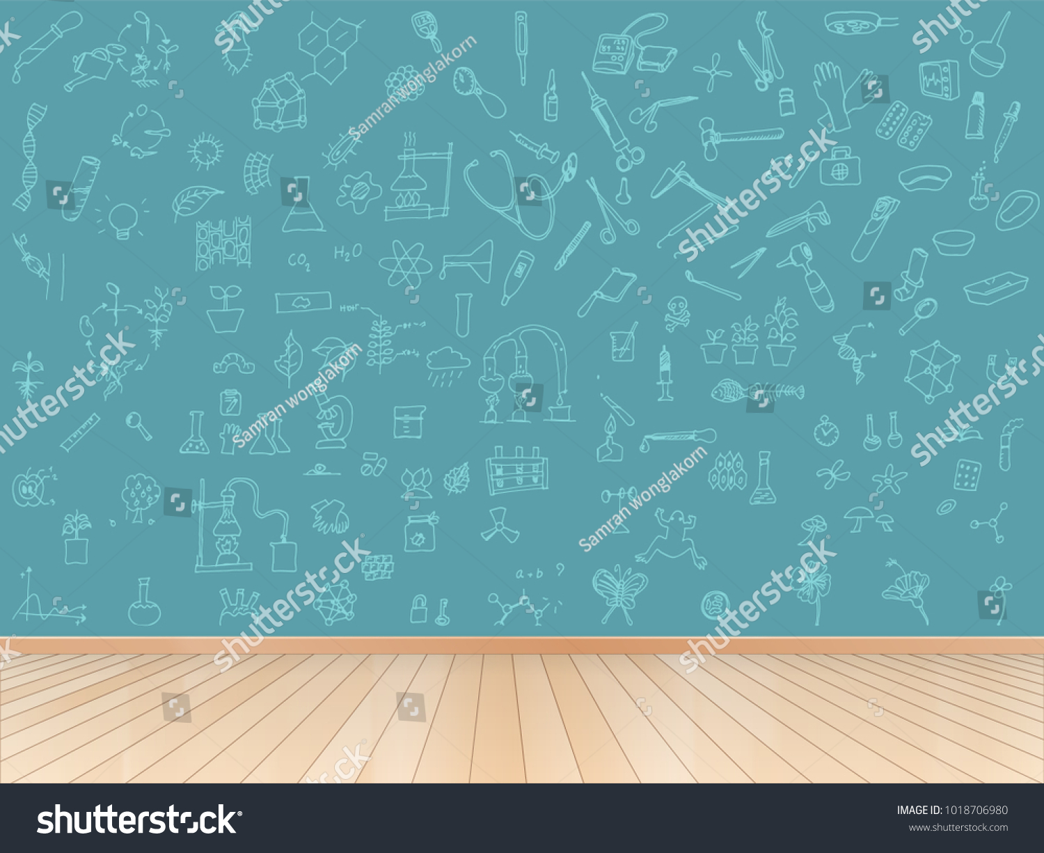 Wall Background Template Science Hand Draw Stock Vector (Royalty Free ...
