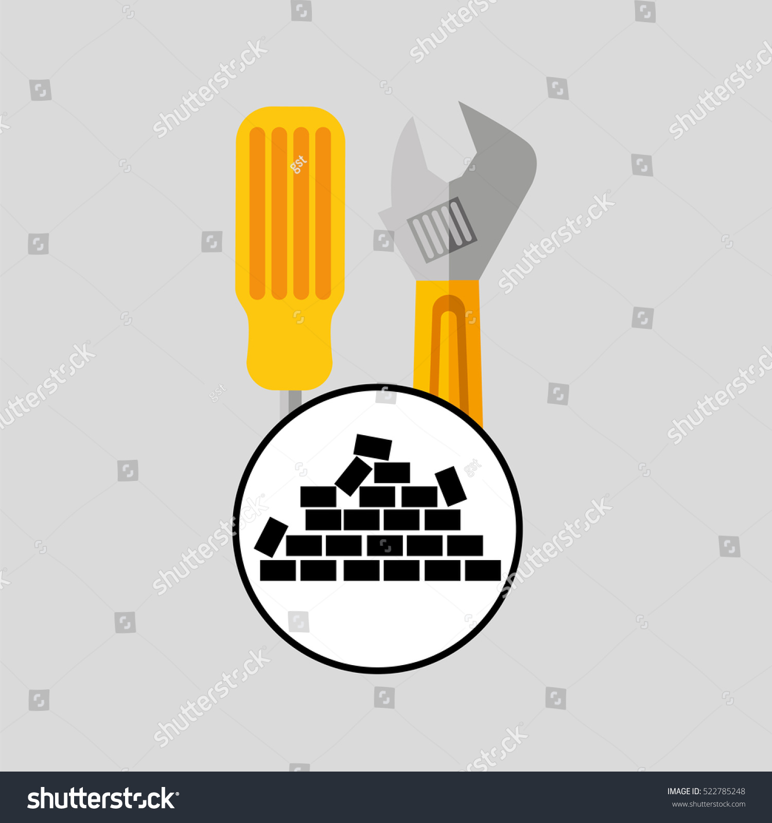 Wall Brick Tools Construction Design Vector Stock Vector (Royalty Free ...
