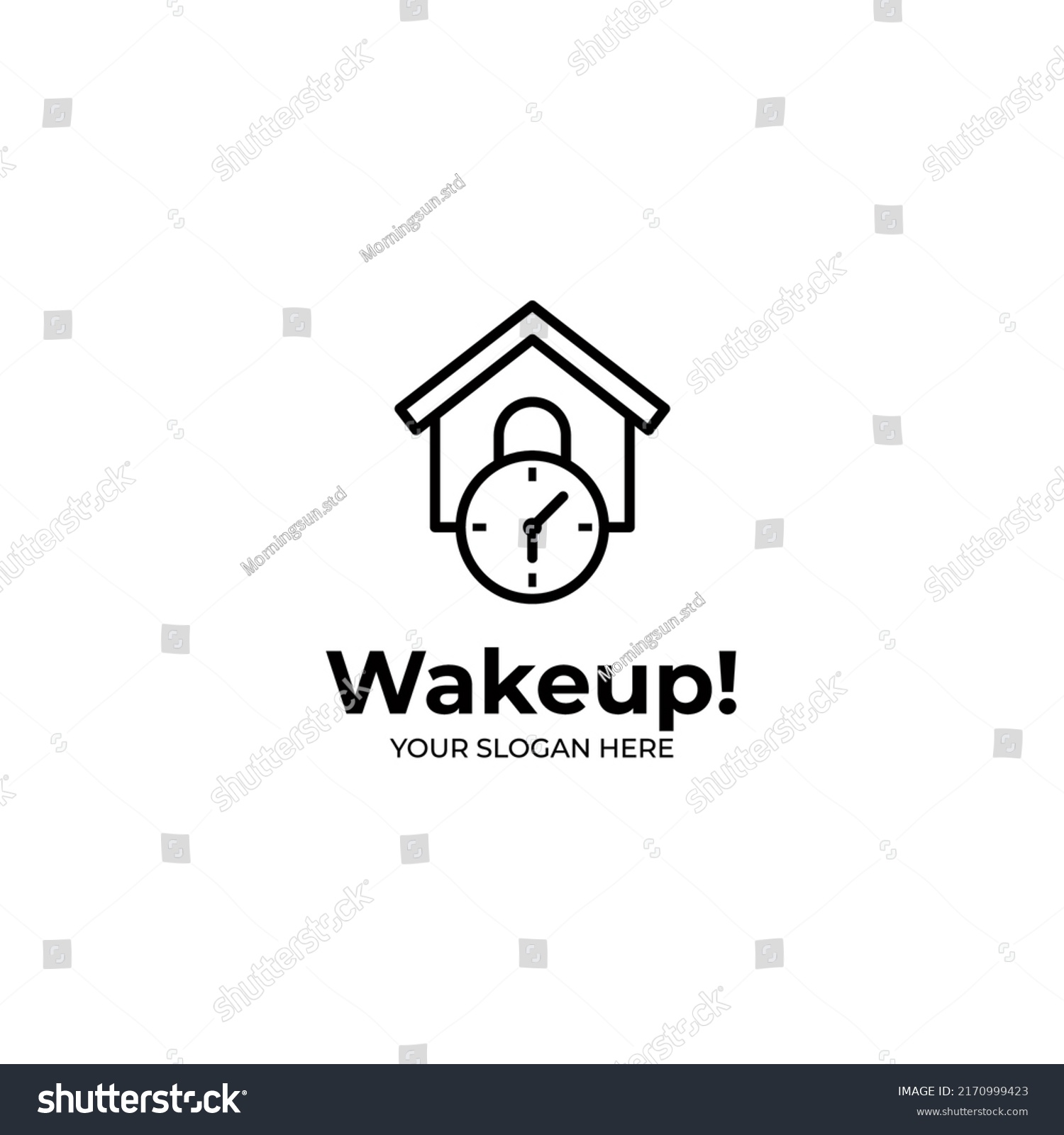 Wall Clock Monoline Style Logo Template Stock Vector (Royalty Free ...