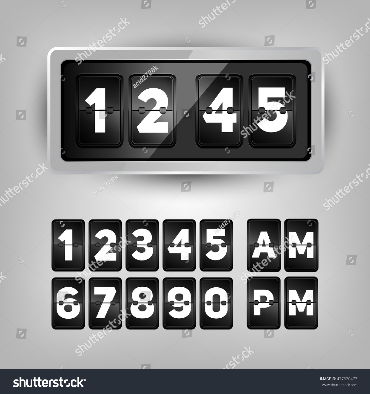 Vektor Stok Wall Flap Counter Clock Template Time (Tanpa Royalti ...