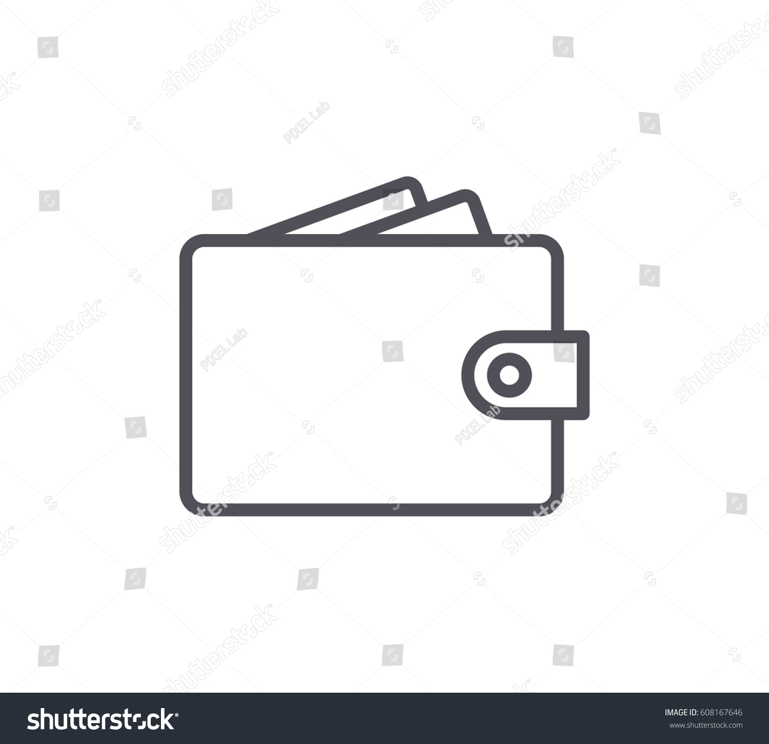 Wallet Line Icon Stock Vector (Royalty Free) 608167646