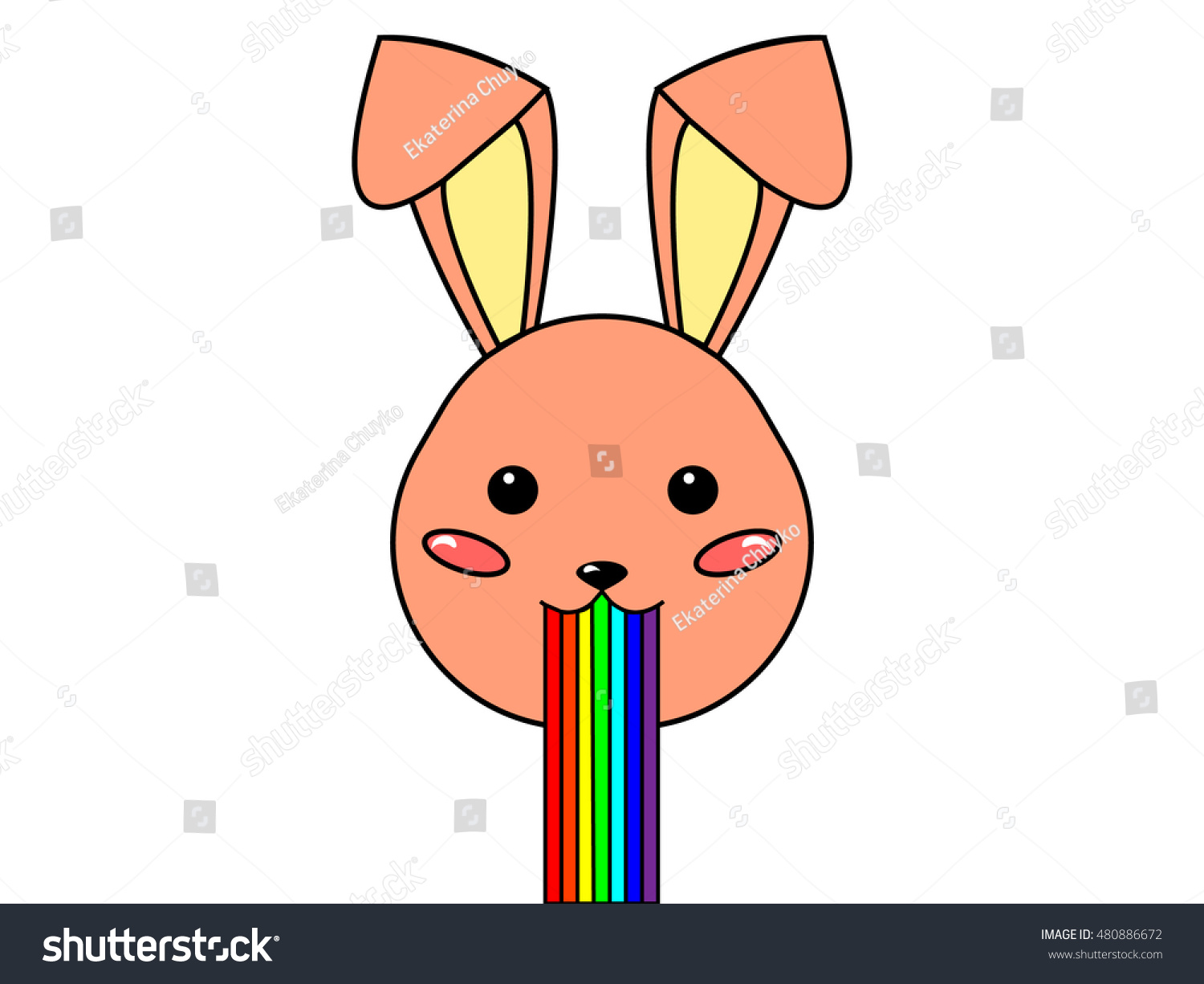 Wallpaper Rabbit Rainbow Cartoon Stock Vector (Royalty Free) 480886672 ...