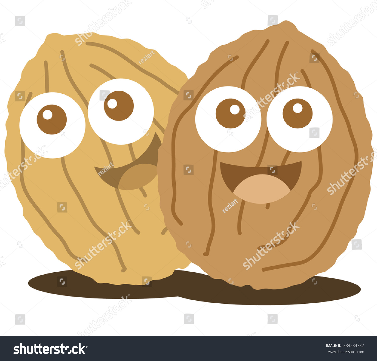Walnut Cute Cartoon Nut Stock Vector Illustration 334284332 : Shutterstock