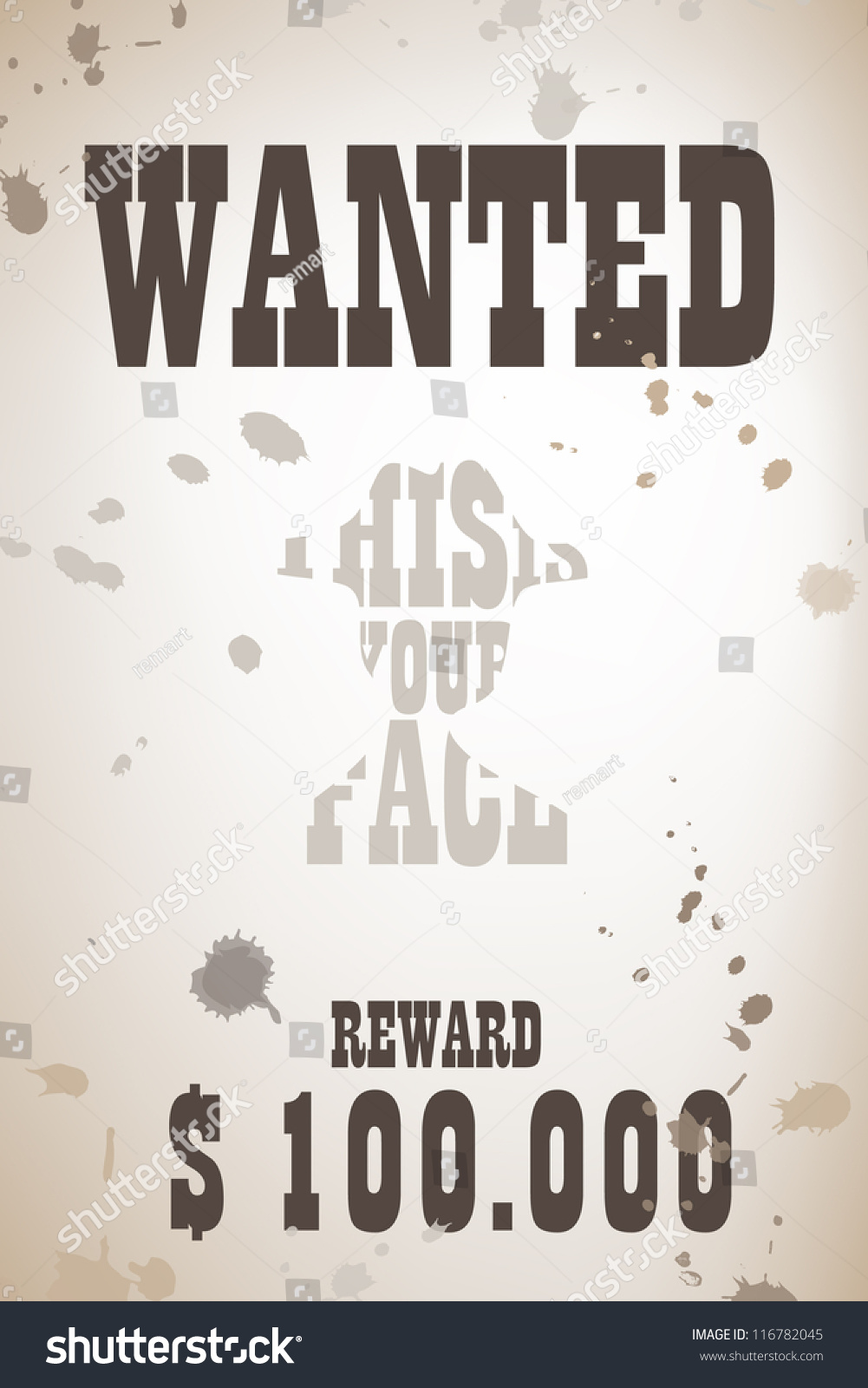 Wanted Poster Cowboy Shape: vector de stock (libre de regalías ...