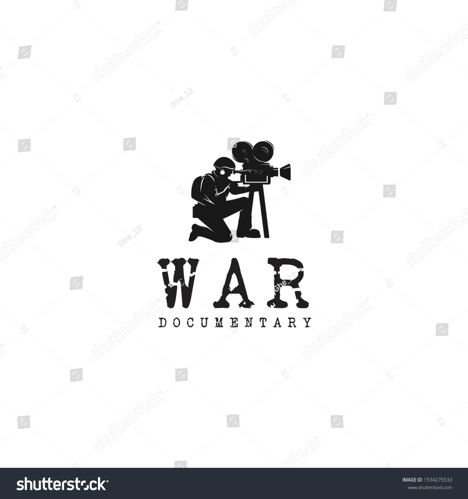 War Documentary Silhouette Logo Illustrations: เวกเตอร์สต็อก (ปลอดค่า ...