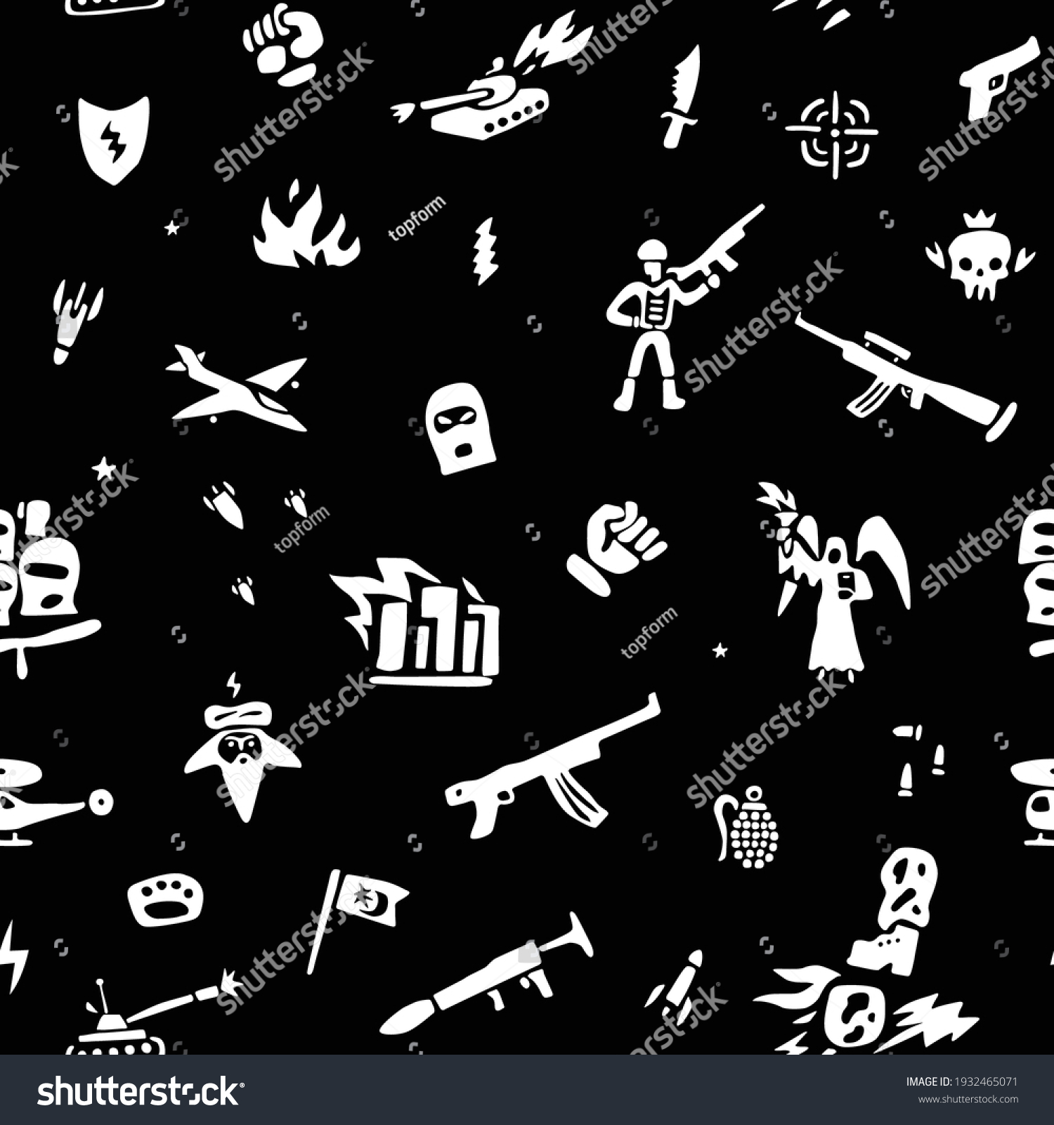 War Symbols Seamless Vector Background: เวกเตอร์สต็อก (ปลอดค่าลิขสิทธิ์ ...
