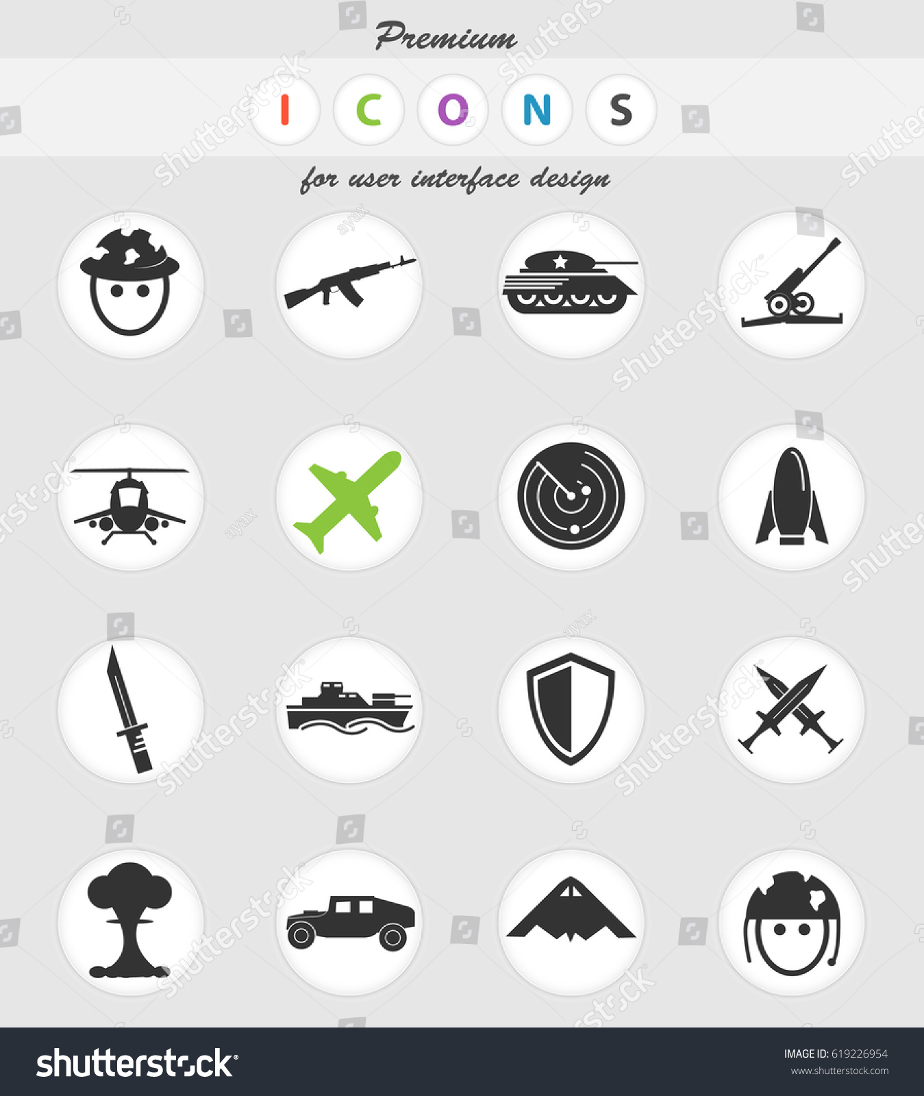 War Symbols Vector Icons User Interface 스톡 벡터(로열티 프리) 619226954 ...