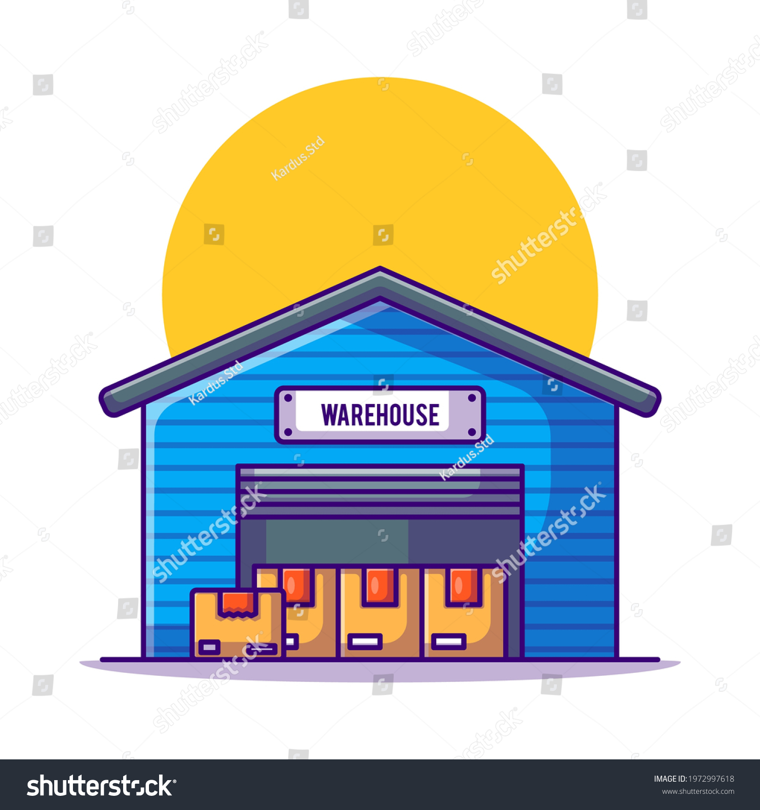 「Warehouse Building Boxes Vector Cartoon Illustrations」のベクター画像素材（ロイヤリティ ...