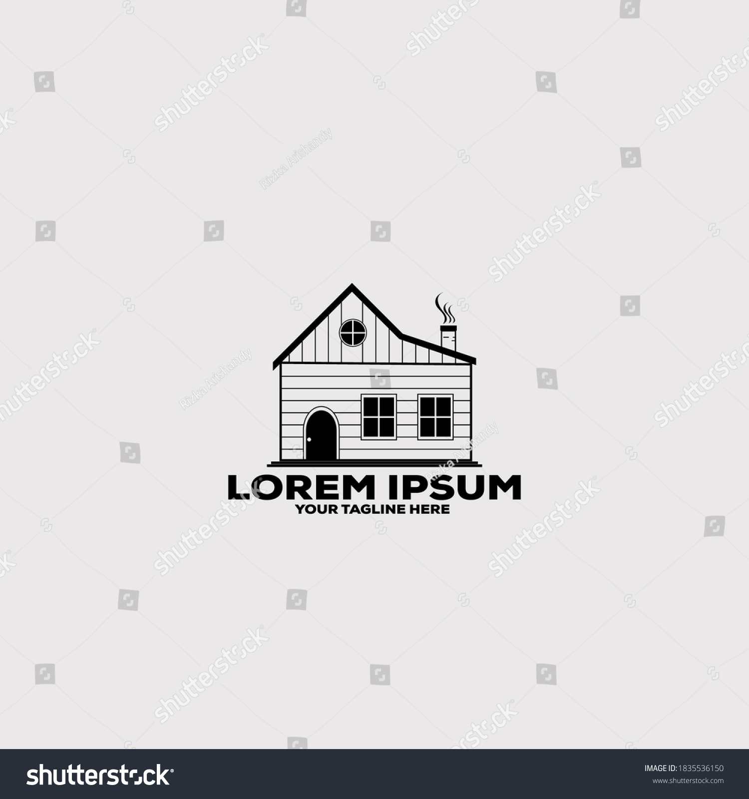 Warehouse Line Art Logo Vector Illustrator เวกเตอร์สต็อก ปลอดค่า