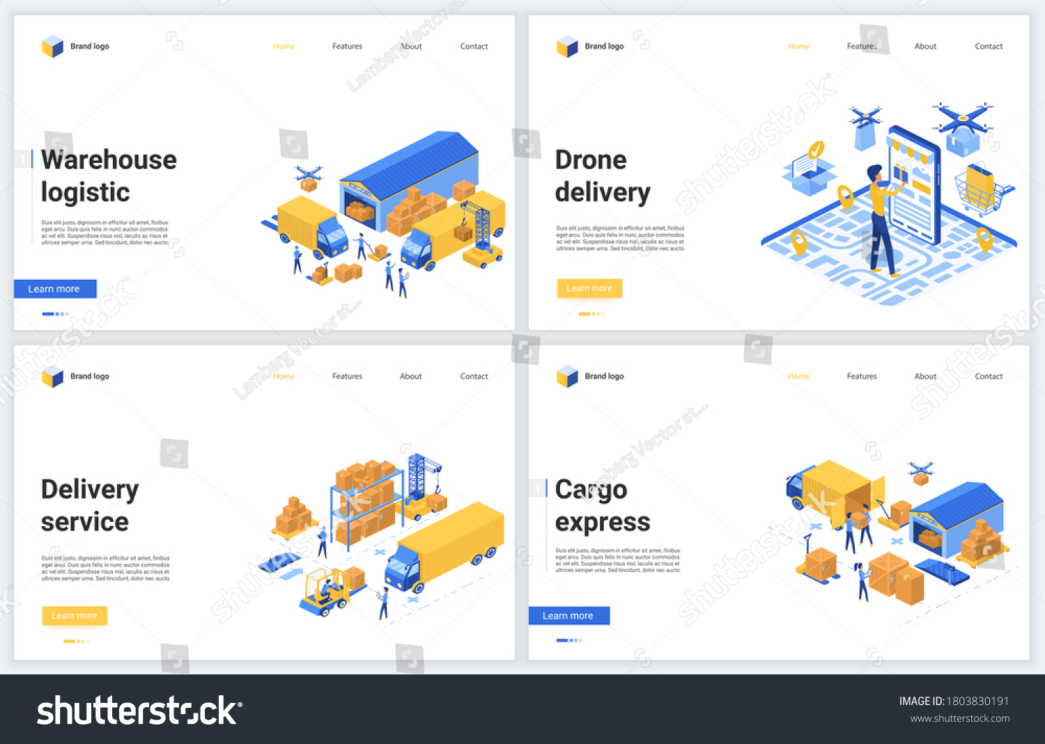 Warehouse Logistic Tech Service Vector Illustrations Stock Vector ...