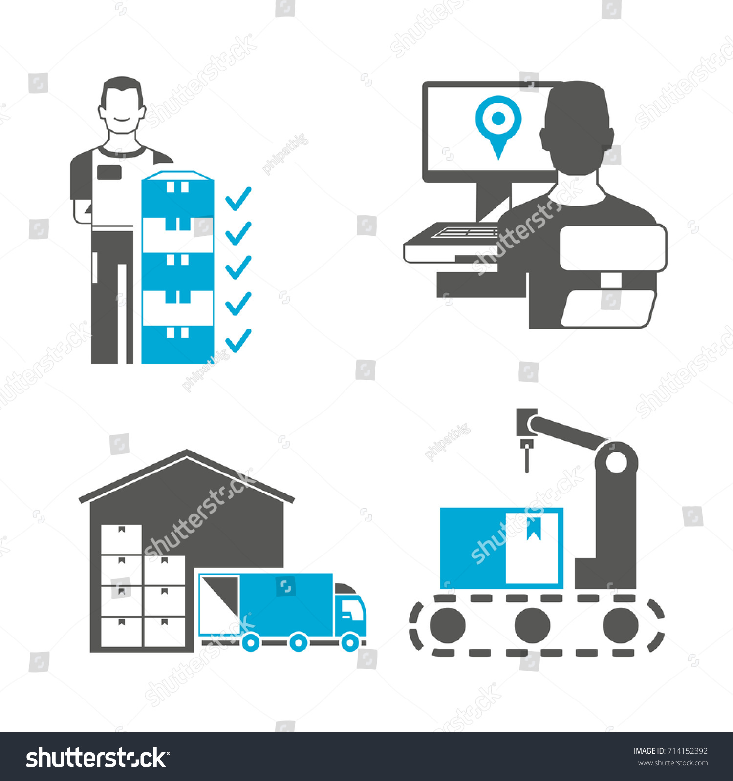 Warehouse Management Icons Stock Vector (Royalty Free) 714152392 ...
