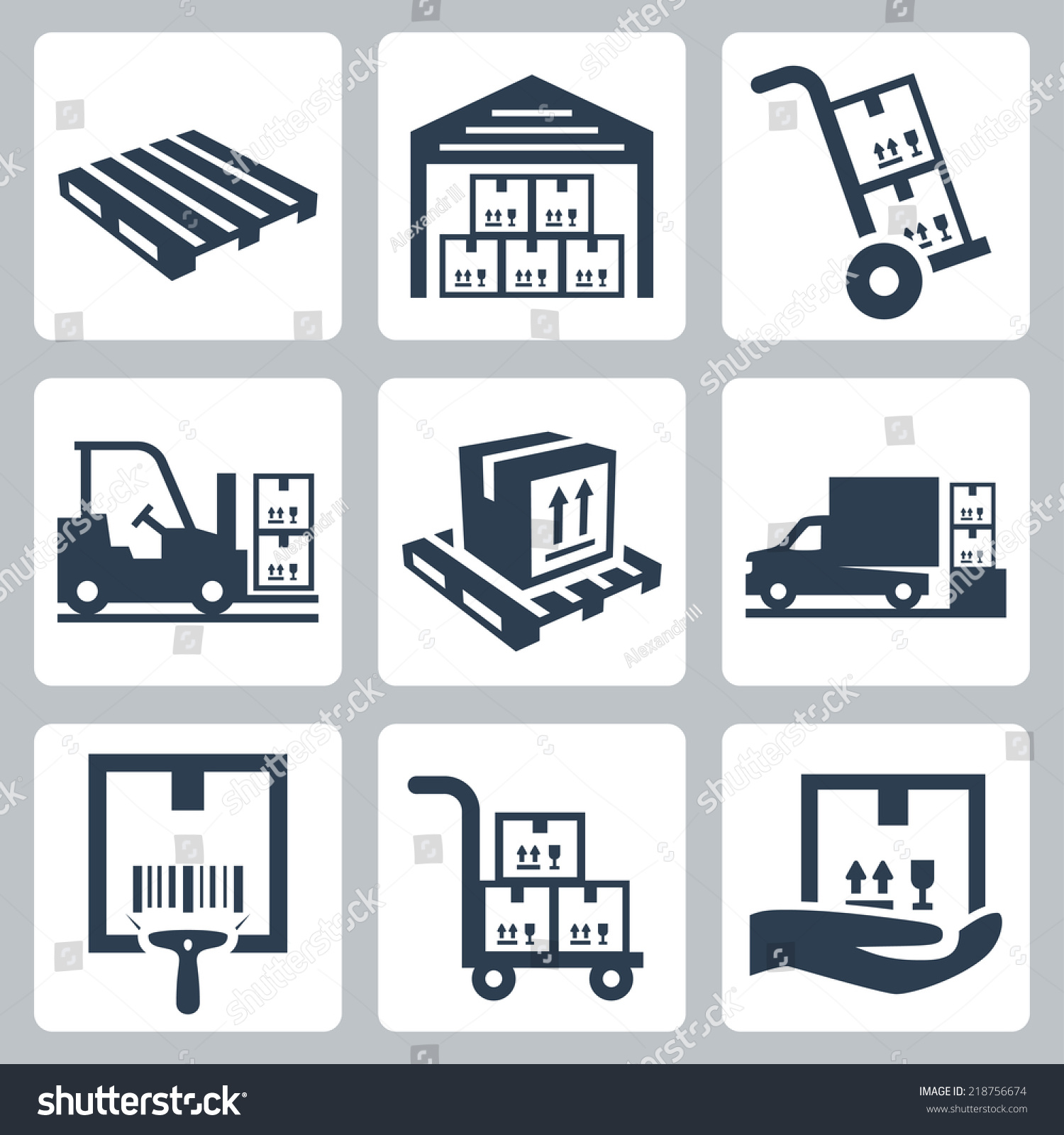 Warehouse Related Vector Icons Set Stockvektor (Royaltyfri) 218756674 ...