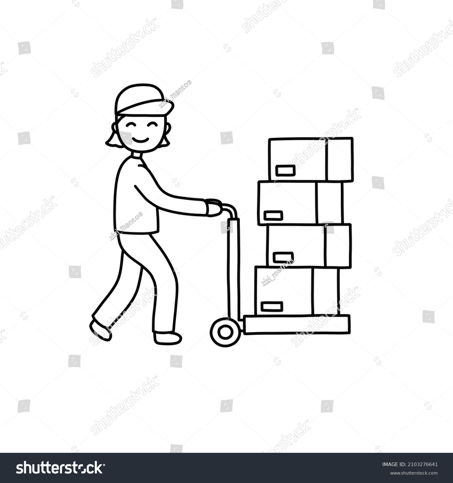 Warehouse Worker Doodle Icon Vector Illustration Stock Vector (Royalty ...