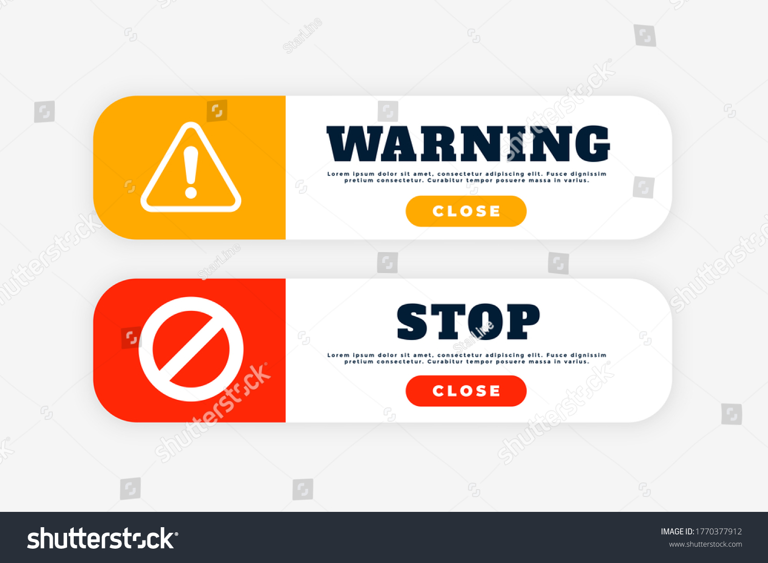 Warning Stop Sign Button Web Purpose Stock Vector (Royalty Free) 1770377912