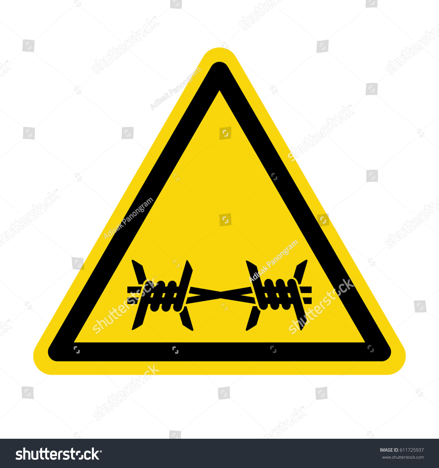Warning Barbed Wire Sign Symbol Vector: vector de stock (libre de ...