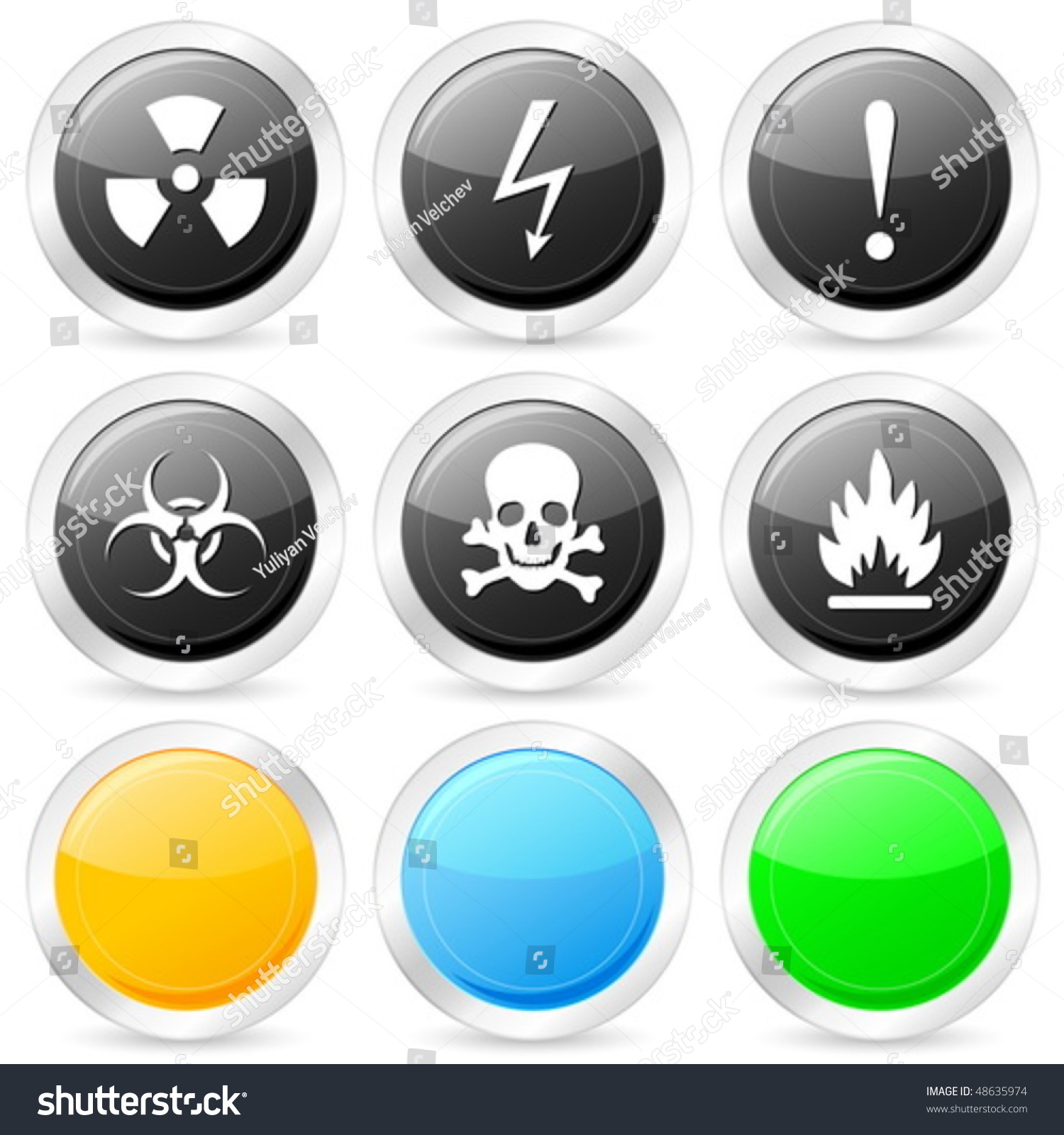 Warning Circle Icon Set On White Stock Vector (Royalty Free) 48635974 ...