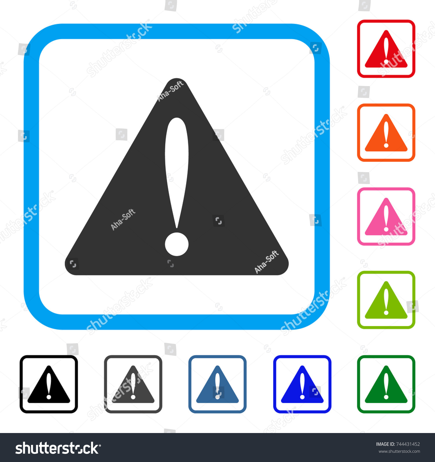 Warning Error Icon Flat Grey Iconic Stock Vector (Royalty Free) 744431452