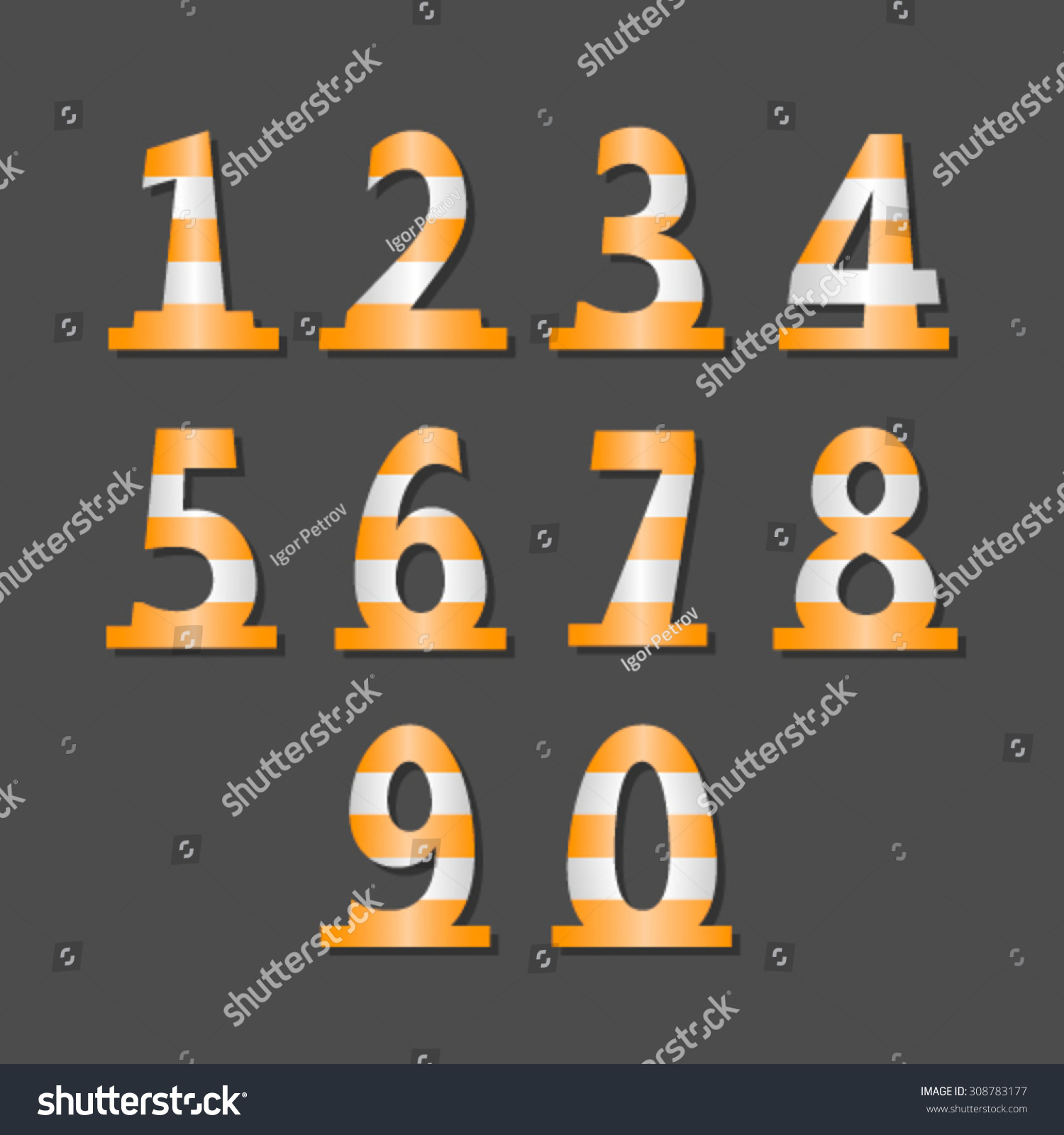 Warning Font Numbers Set: vector de stock (libre de regalías) 308783177 ...