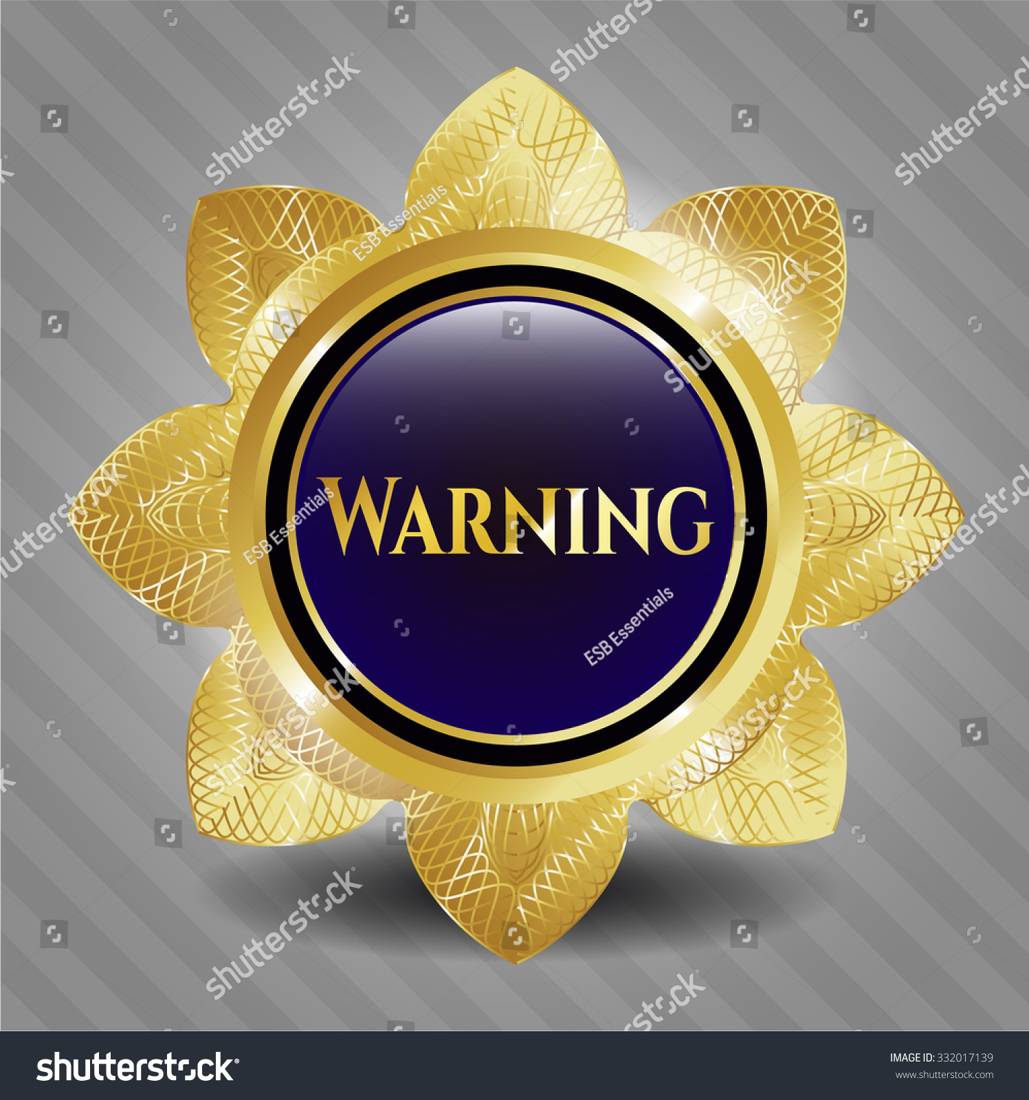 Warning Gold Emblem Stock Vector (Royalty Free) 332017139 | Shutterstock