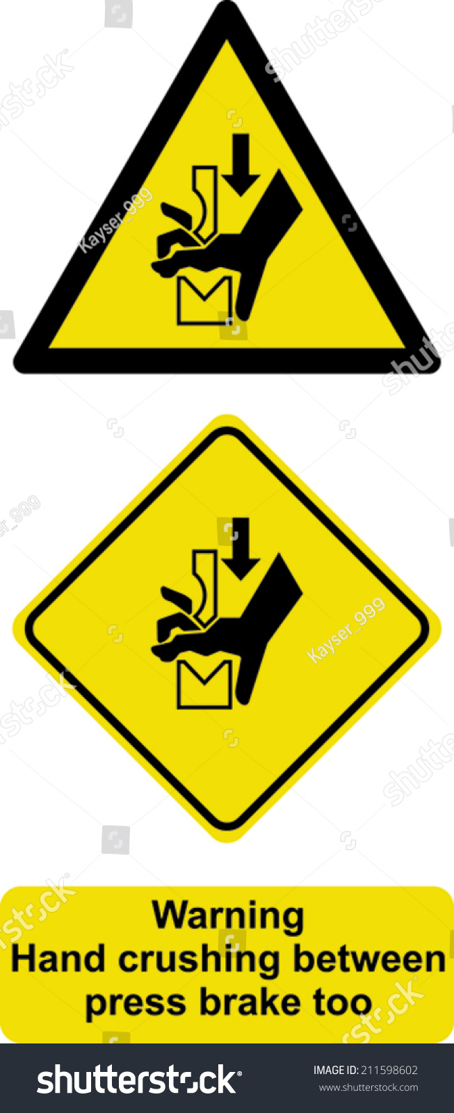 Warning Hand Crushing Between Press Brake Stock Vector (Royalty Free ...