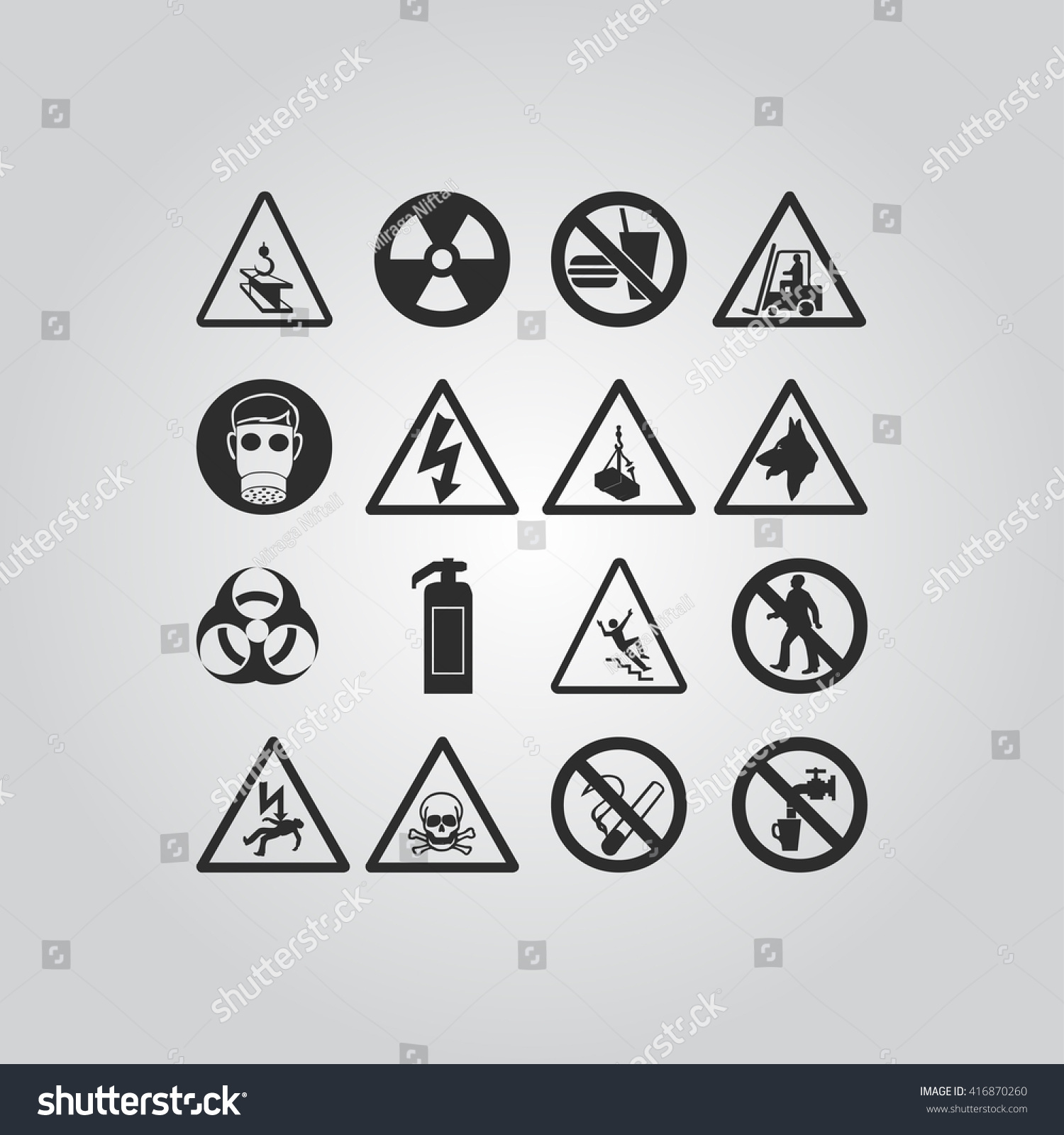 Warning Hazard Symbols Set Stock Vector (Royalty Free) 416870260