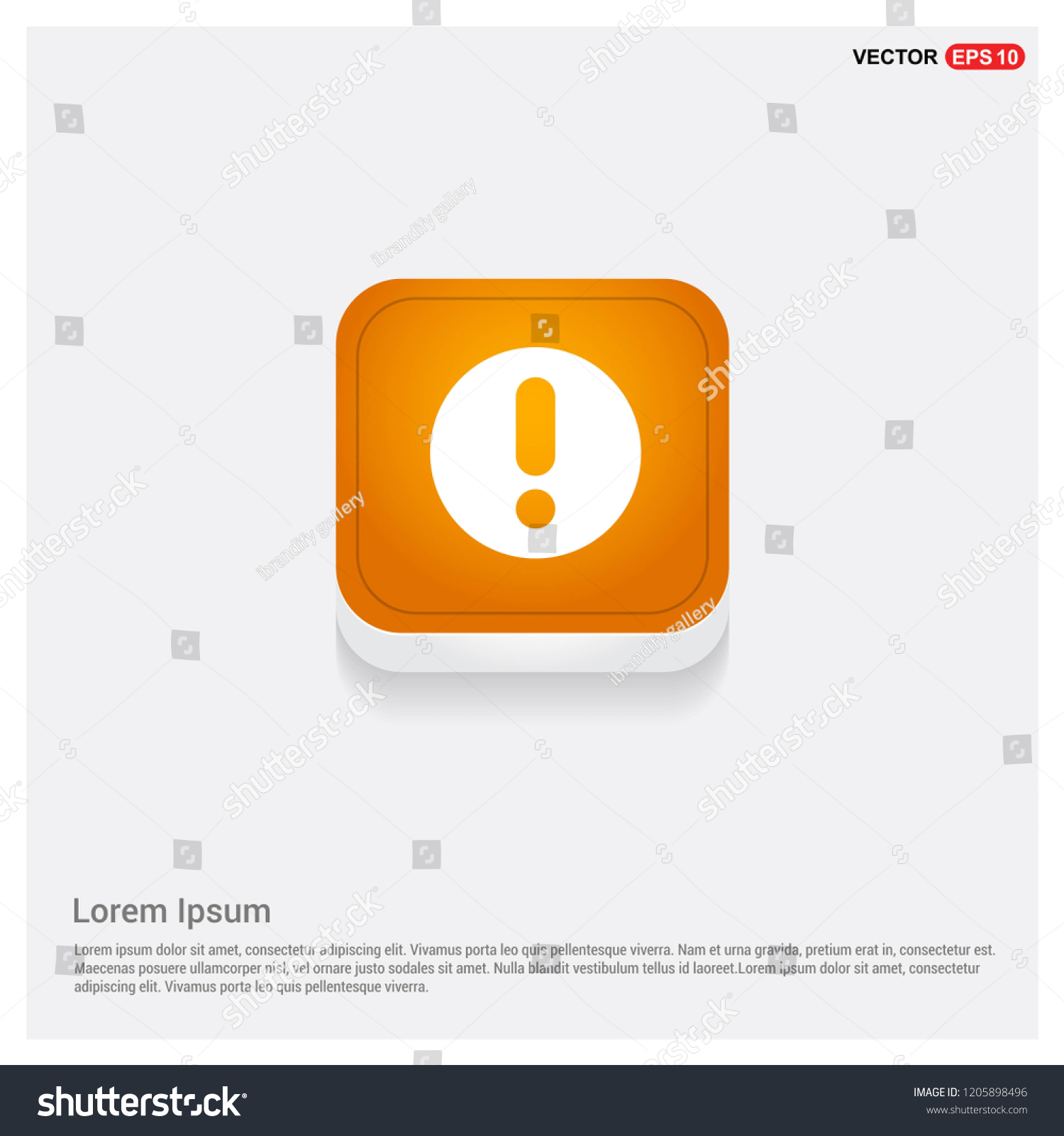 Warning Icon Orange Abstract Web Button Stock Vector (Royalty Free ...