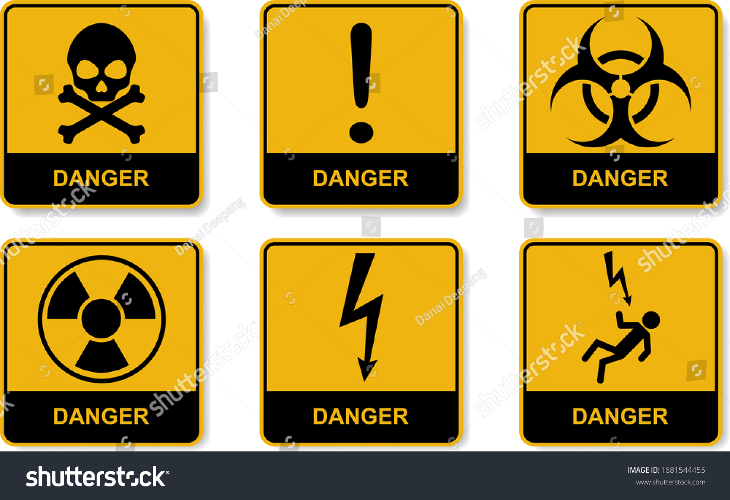 Warning Label Danger Signs Vector Stock Vector (Royalty Free) 1681544455