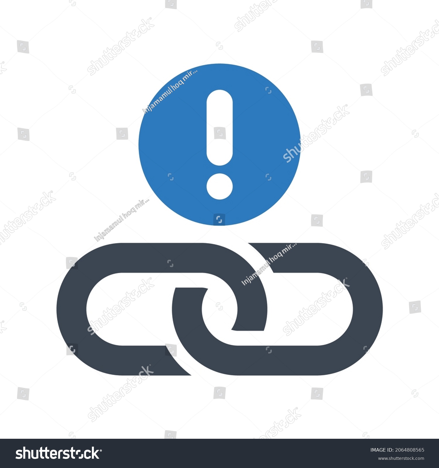 Warning Link Iconattentionhyper Link Vector Illustration Stock Vector ...