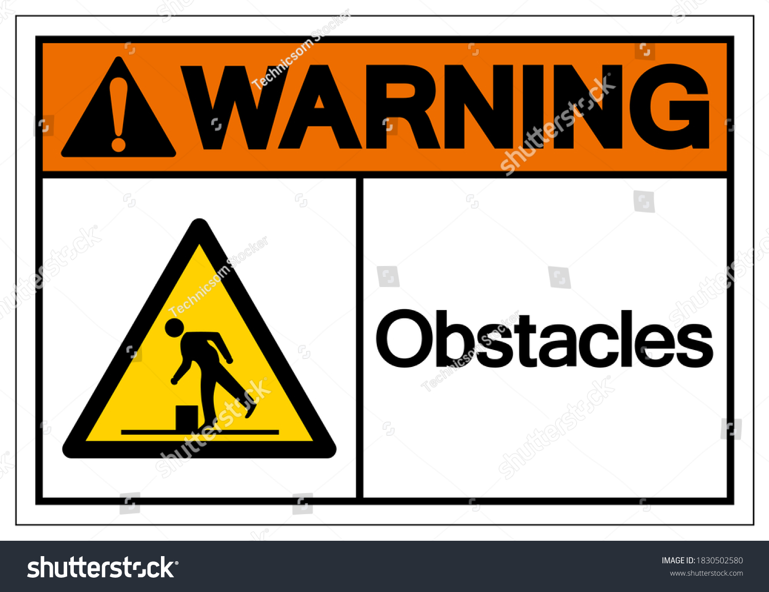 Warning Obstacles Symbol Vector Illustration Isolate Stock Vector ...