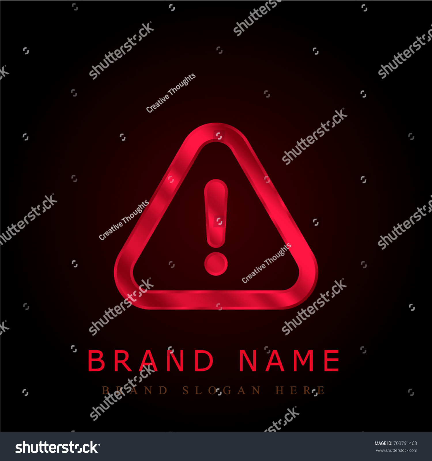 Warning Red Chromium Metallic Logo Stock Vector (Royalty Free ...