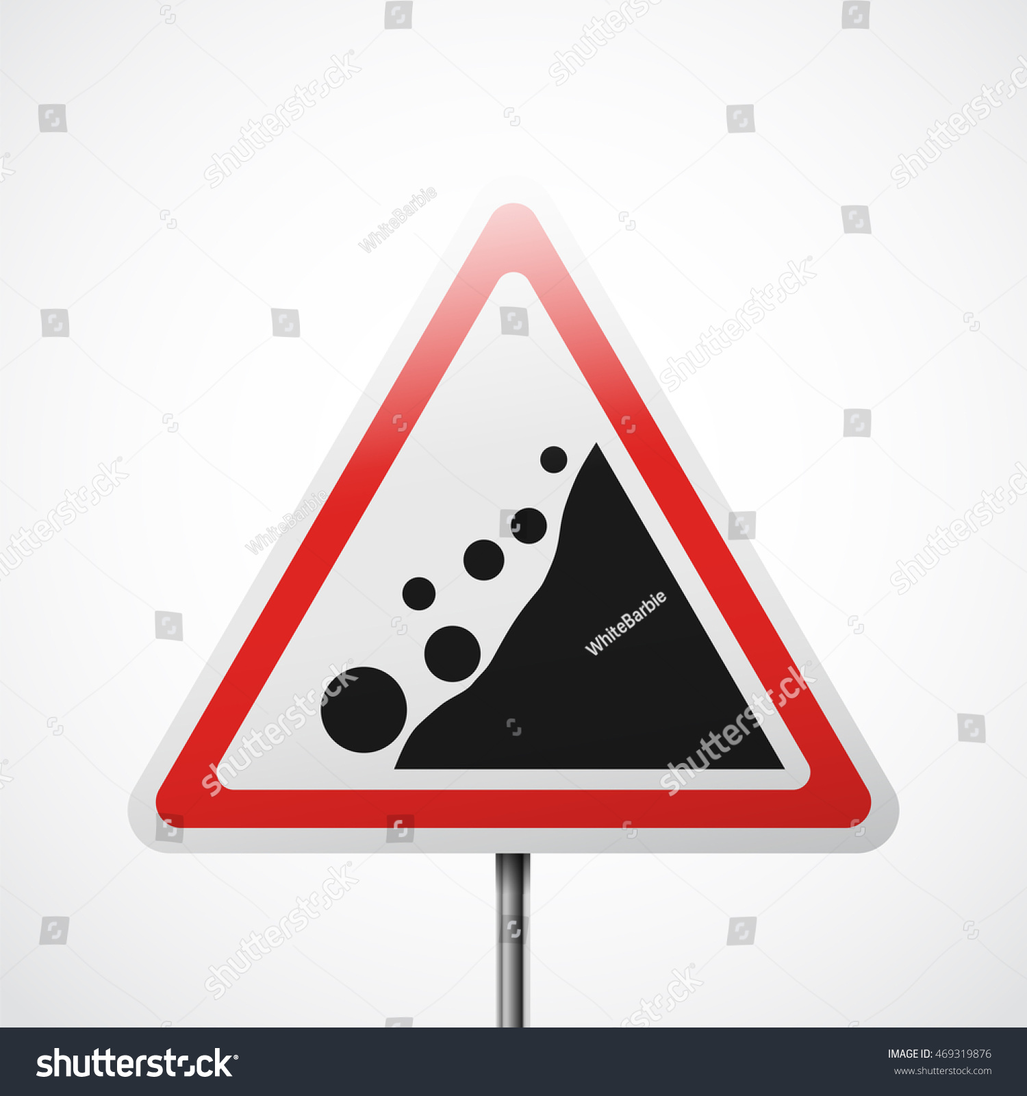 Warning Road Sign Falling Rocks Vector Stock Vector (Royalty Free ...