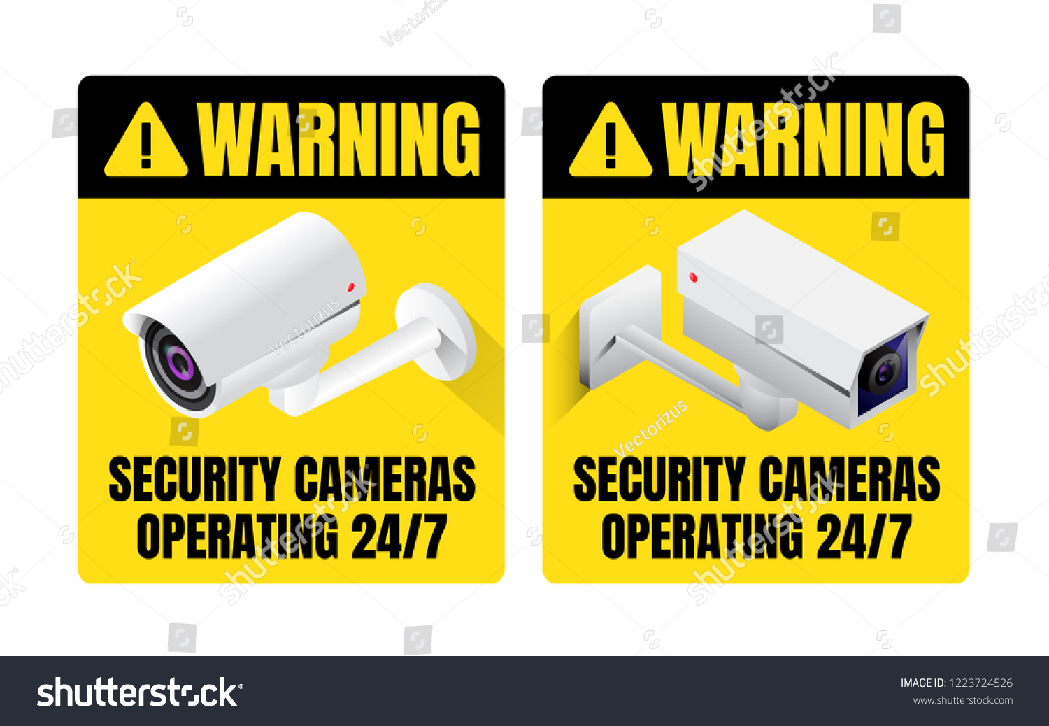 Warning Security Cameras Operating Sign Concept: เวกเตอร์สต็อก (ปลอดค่า ...
