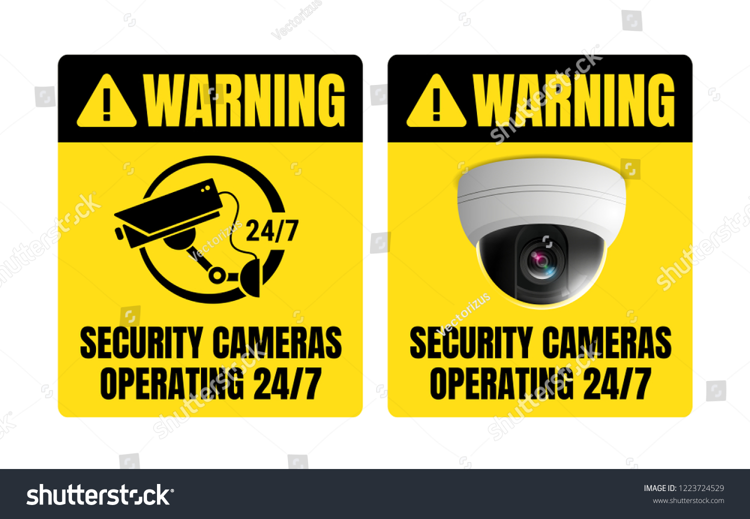 Warning Security Cameras Operating Sign Concept: เวกเตอร์สต็อก (ปลอดค่า ...