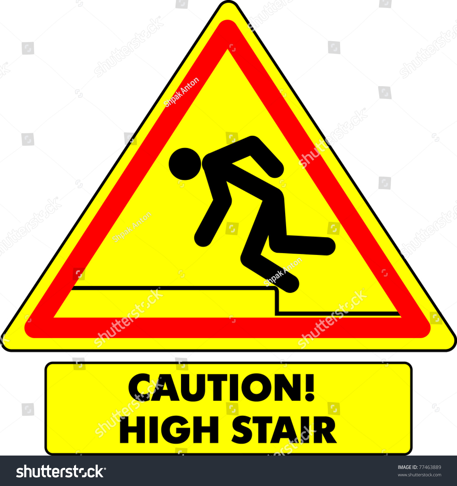 Warning Sign Caution High Stair: vector de stock (libre de regalías ...