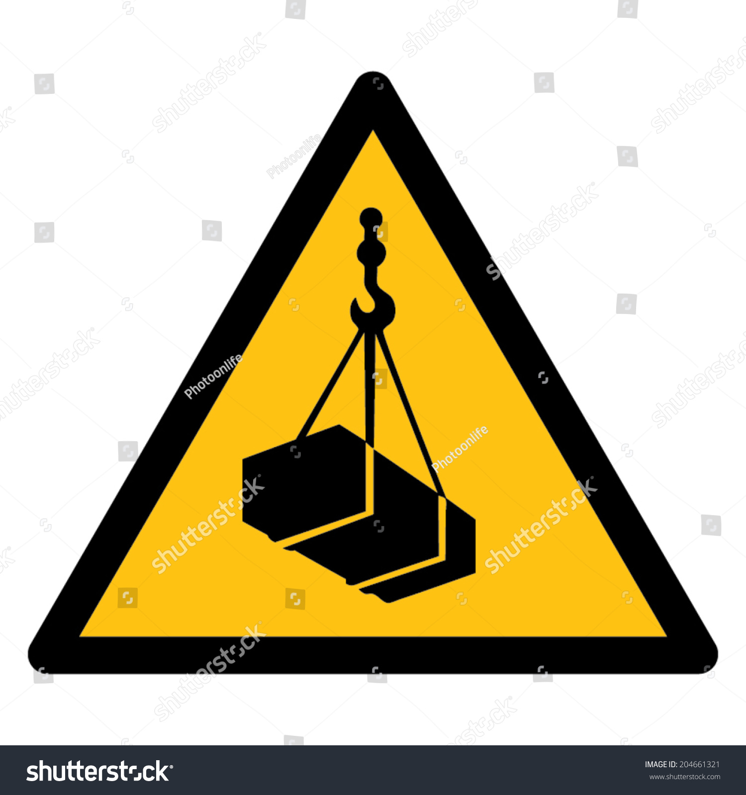 Warning Sign Crane Stock Vector (Royalty Free) 204661321