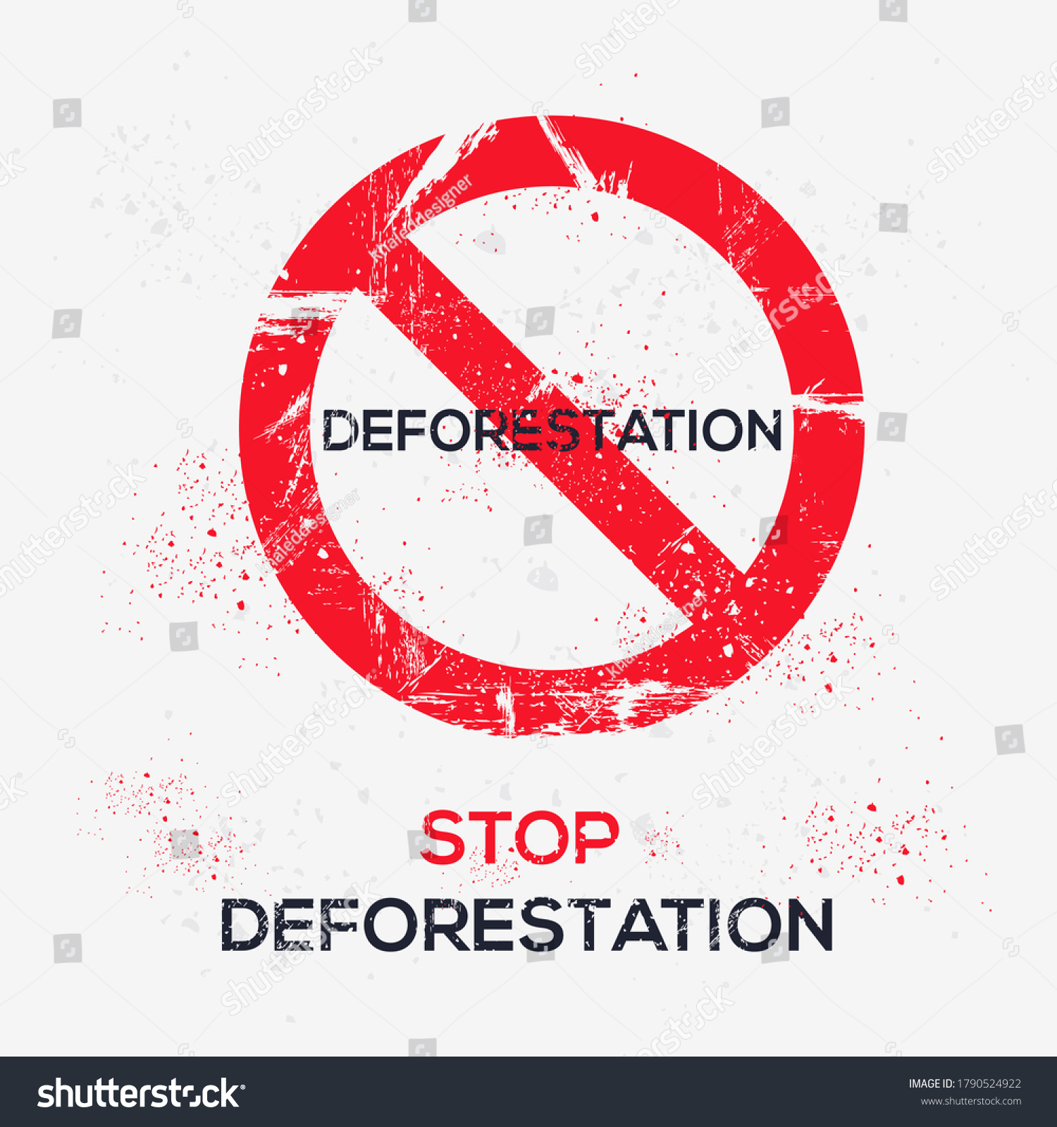 Vektor Stok Warning Sign Deforestation Vector Illustration (Tanpa ...