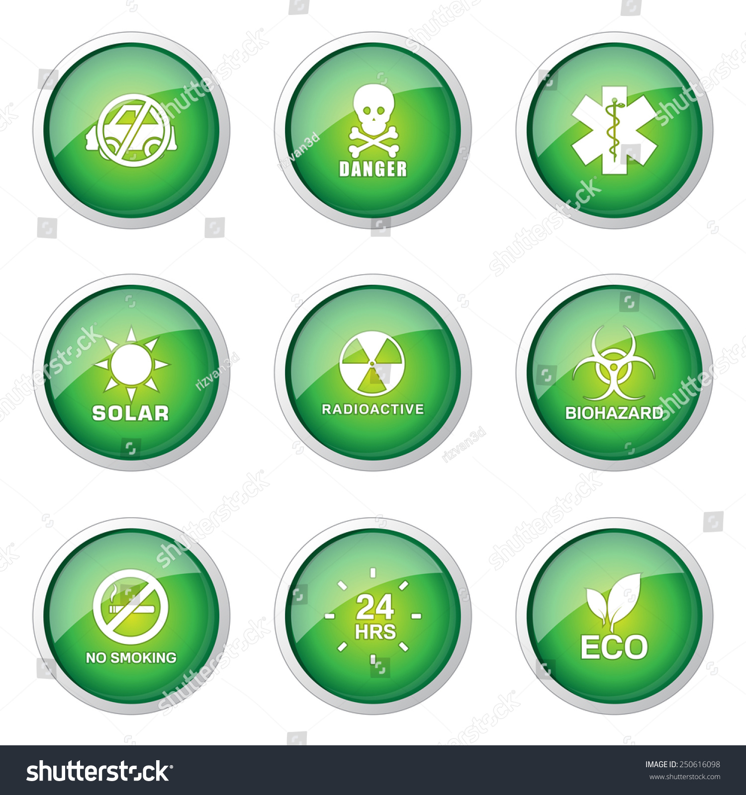 Warning Sign Green Vector Button Icon: vector de stock (libre de ...