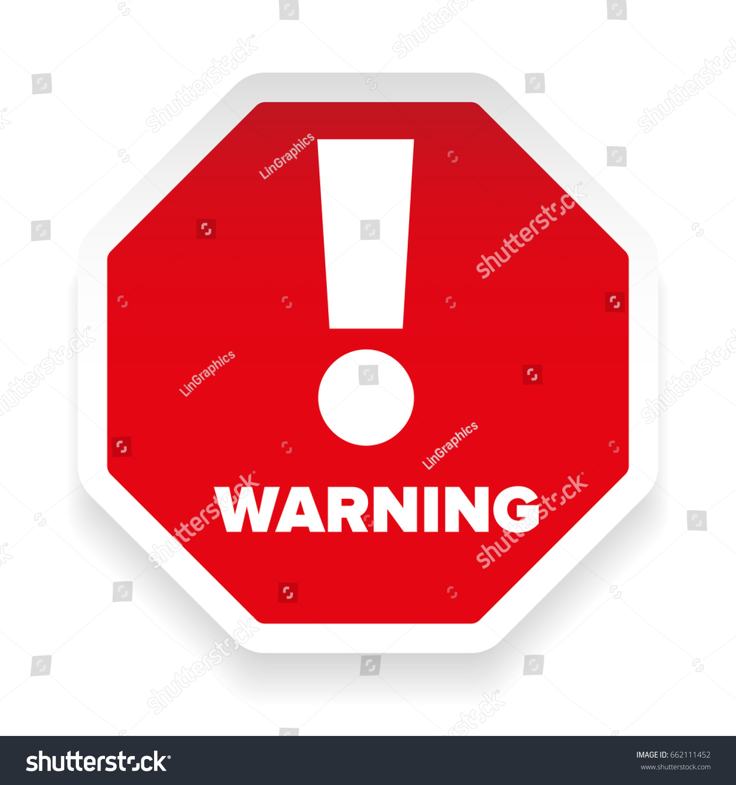 Warning Sign Hexagon Red: vector de stock (libre de regalías) 662111452 ...