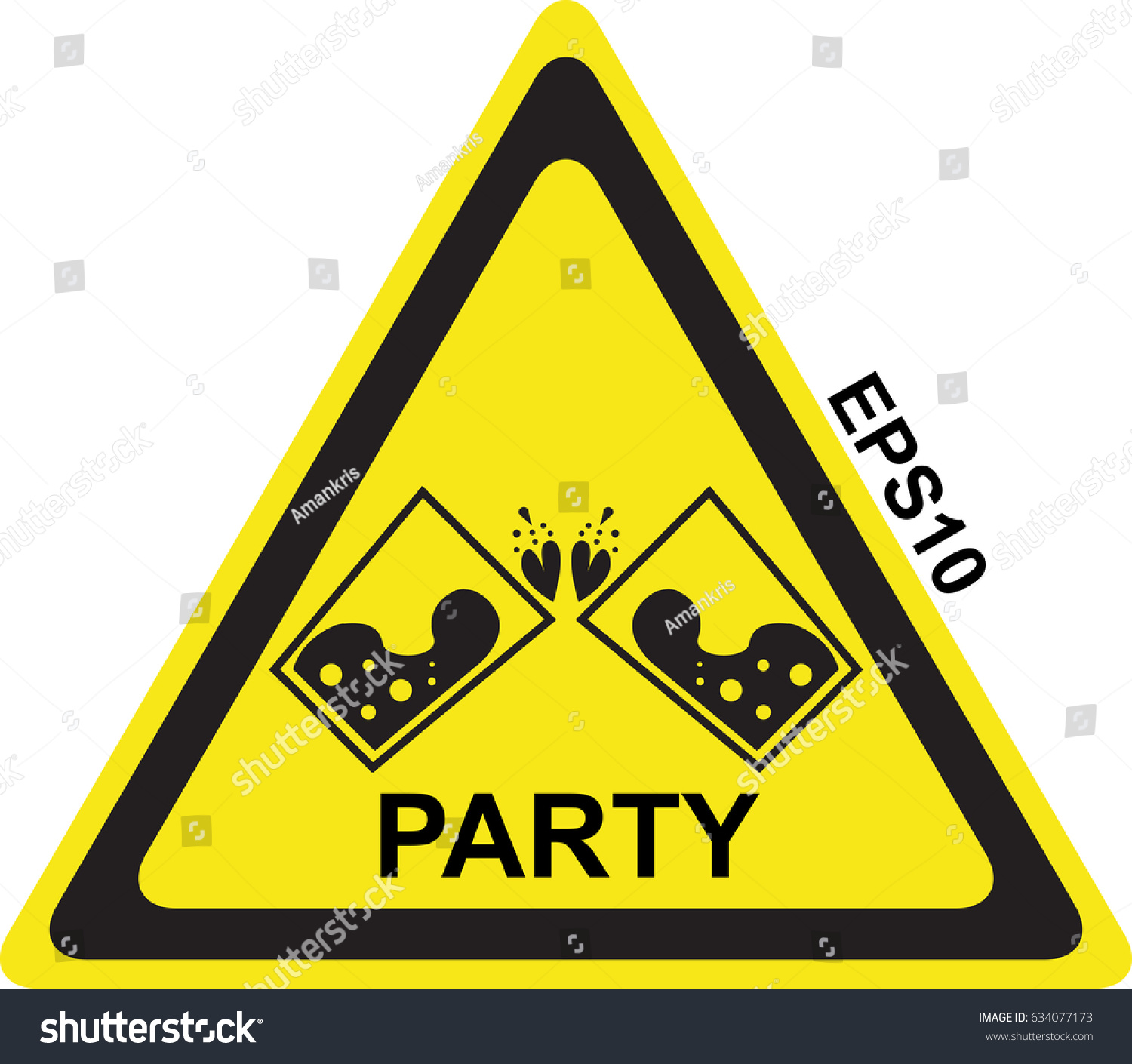 Warning Sign Party Stock Vector (Royalty Free) 634077173