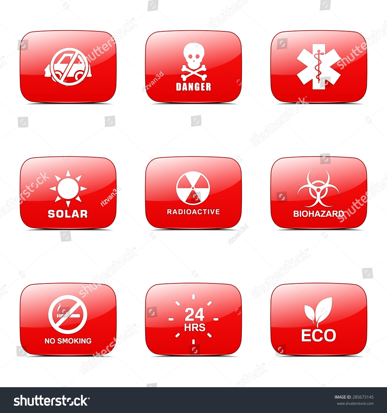 Warning Sign Square Vector Red Icon Stock Vector (Royalty Free) 285673145