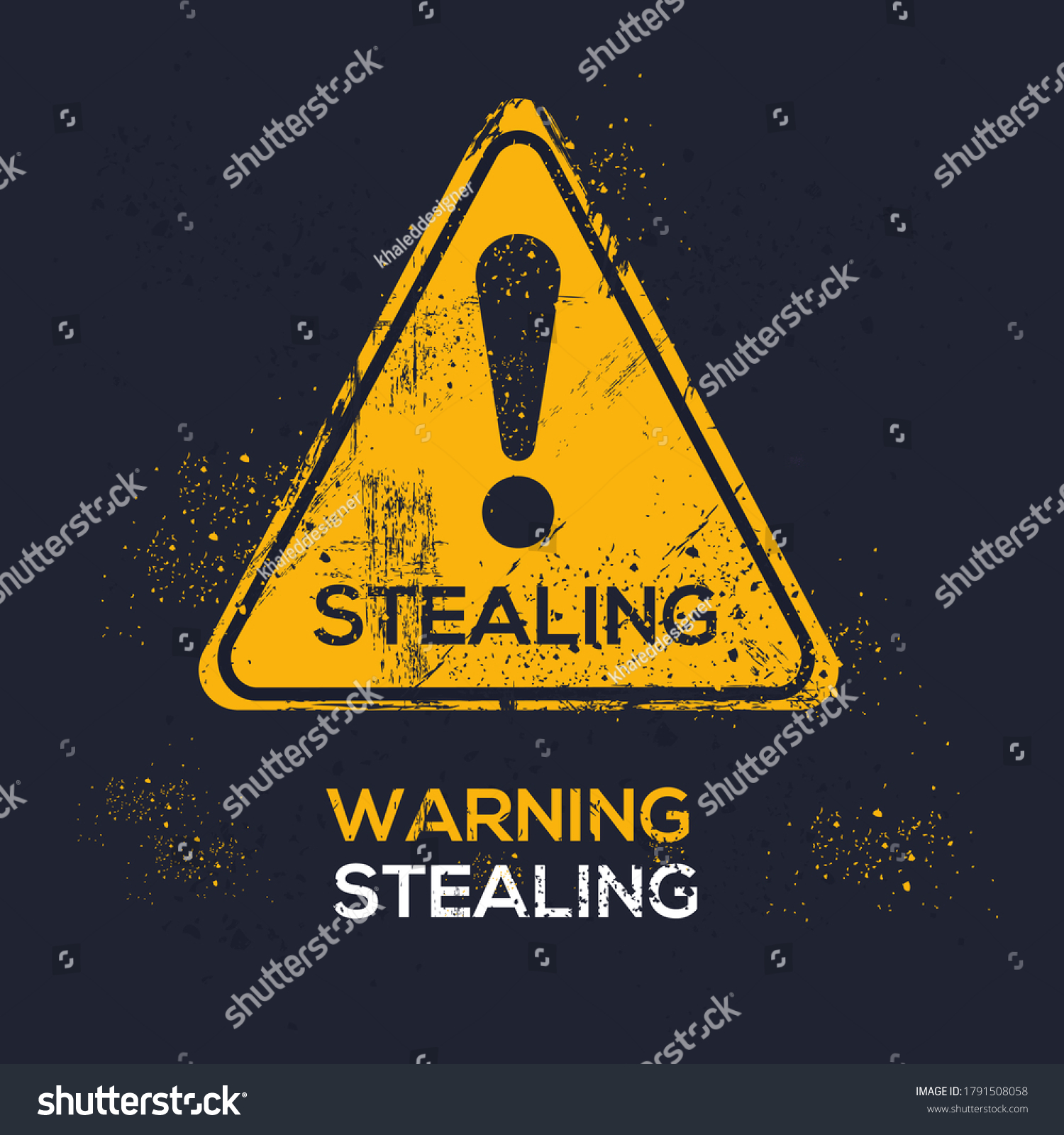 Vektor Stok Warning Sign Stealing Vector Illustration (Tanpa Royalti ...