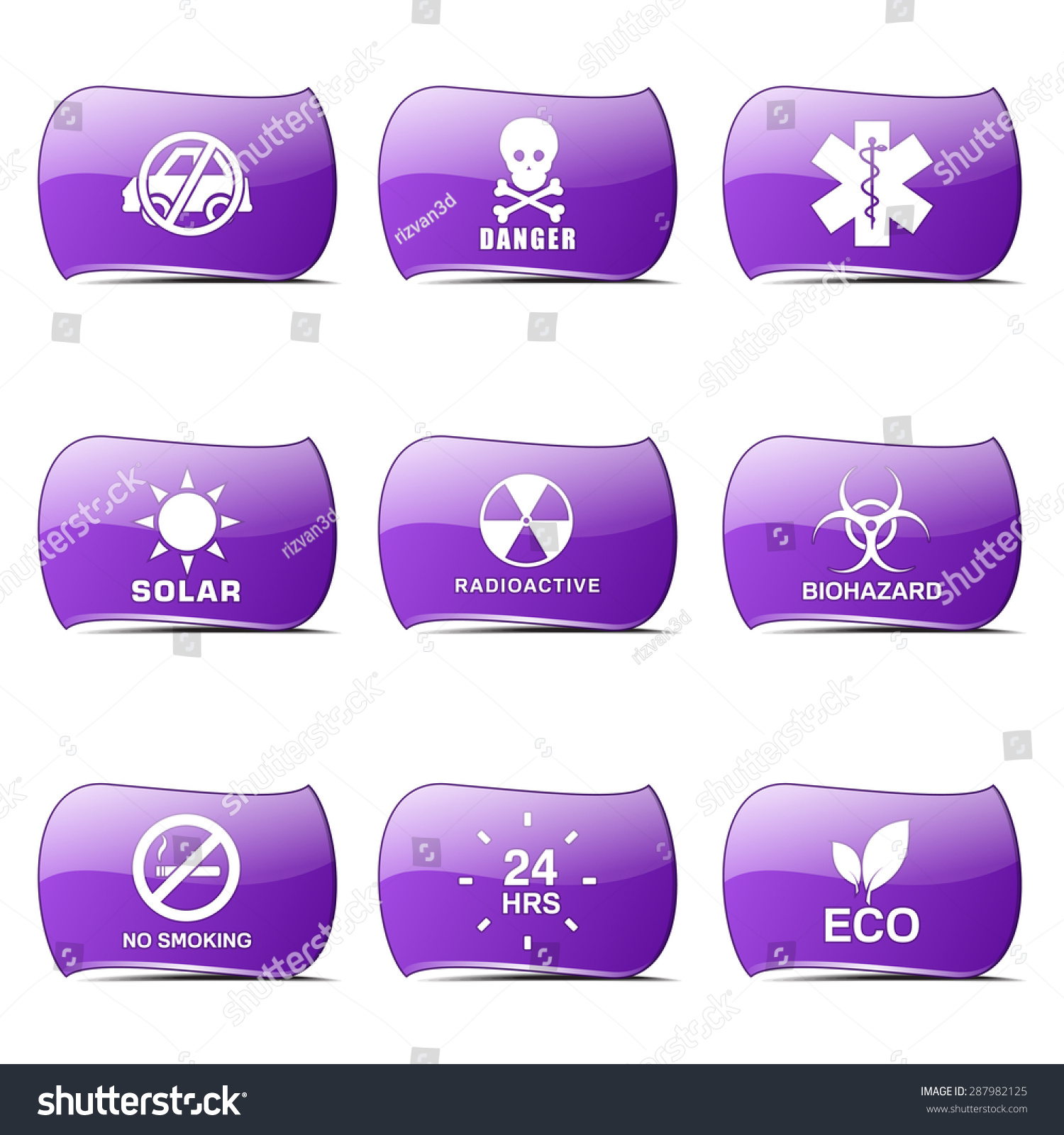 Warning Sign Violet Vector Button Icon Stock Vector (Royalty Free ...