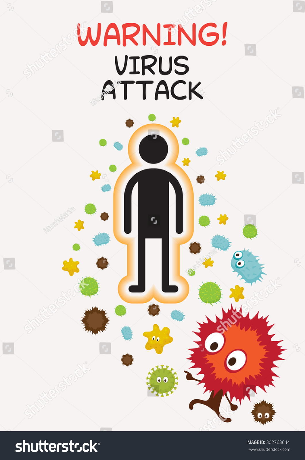 Warning Sign Virus Attack Human Bacteria: vector de stock (libre de ...