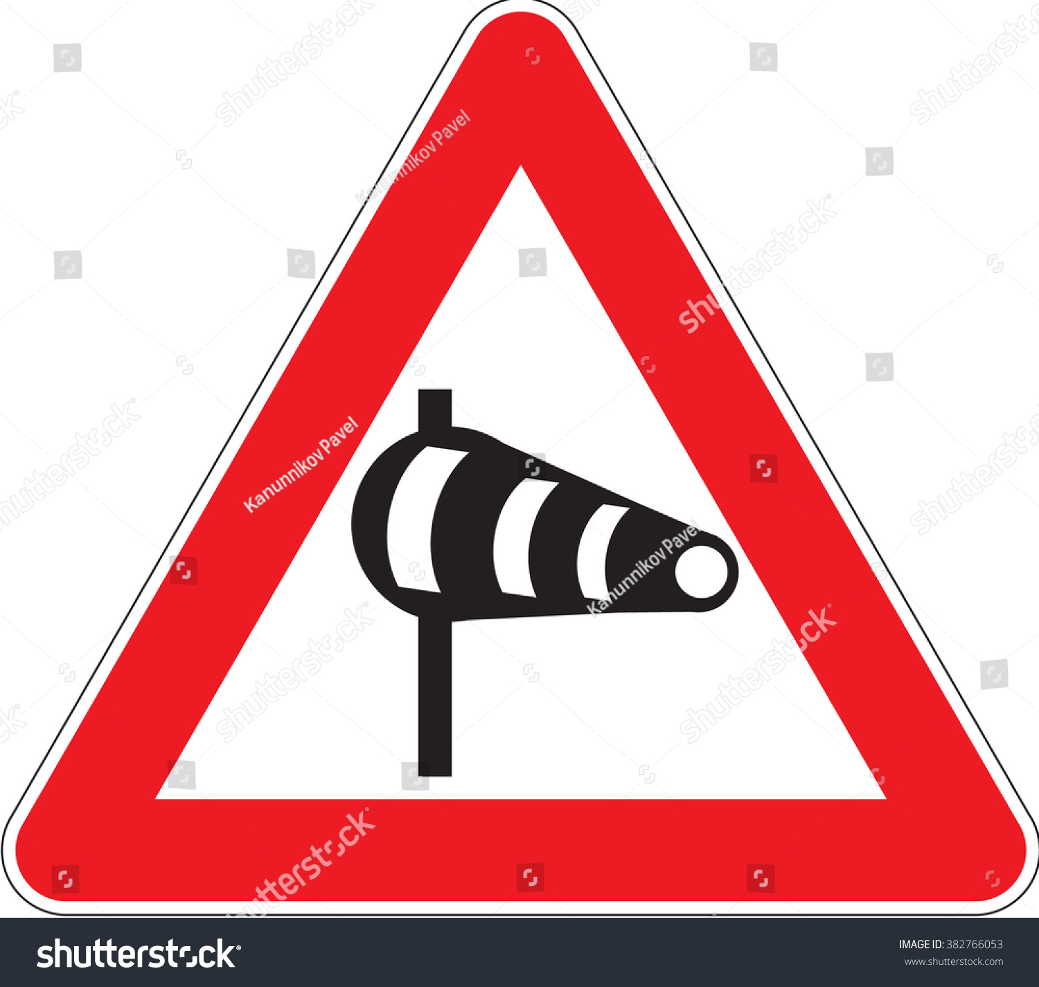 Warning Signs Crosswind: vector de stock (libre de regalías) 382766053 ...
