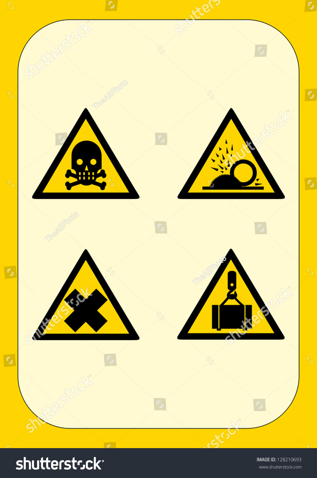 Warning Signs - Set Yellow Stock Vector Illustration 128210693 ...