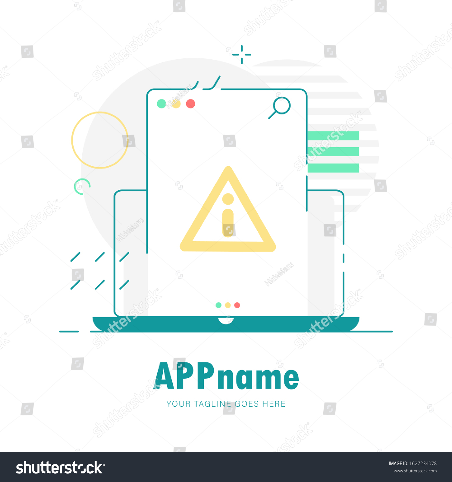 Warning Splash Screen App Icon: vector de stock (libre de regalías ...