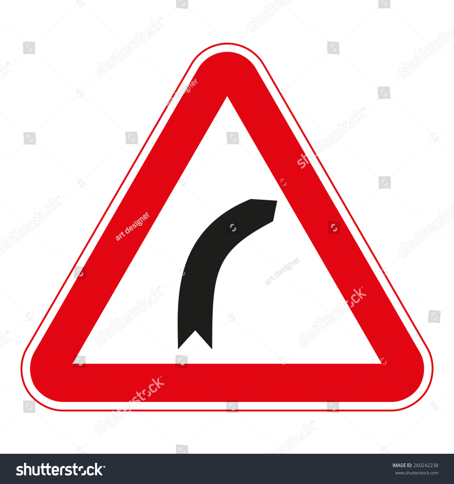 Warning Traffic Signs Bend Stock Vector (Royalty Free) 260242238