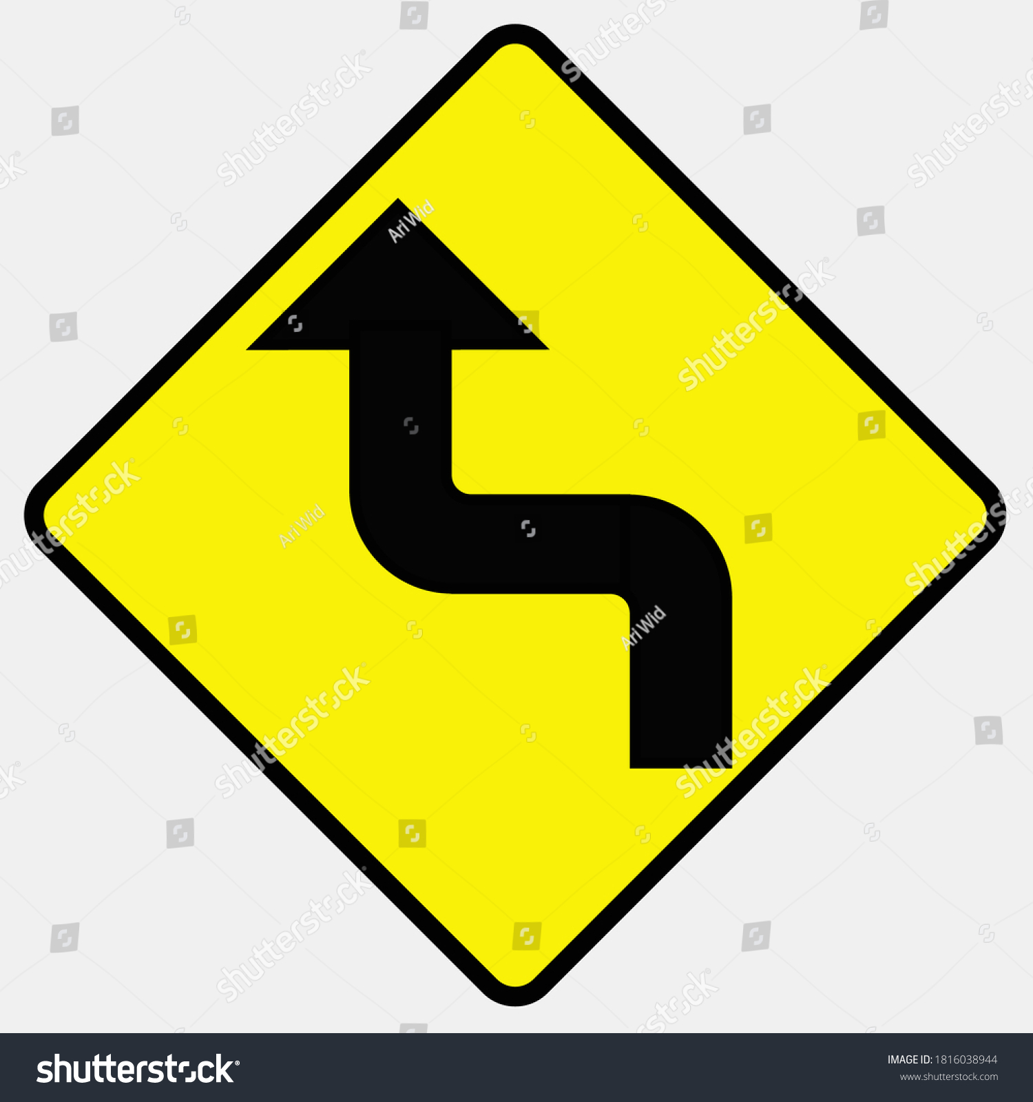 Warning Traffic Signs Double Sharp Turn Stock Vector (Royalty Free ...