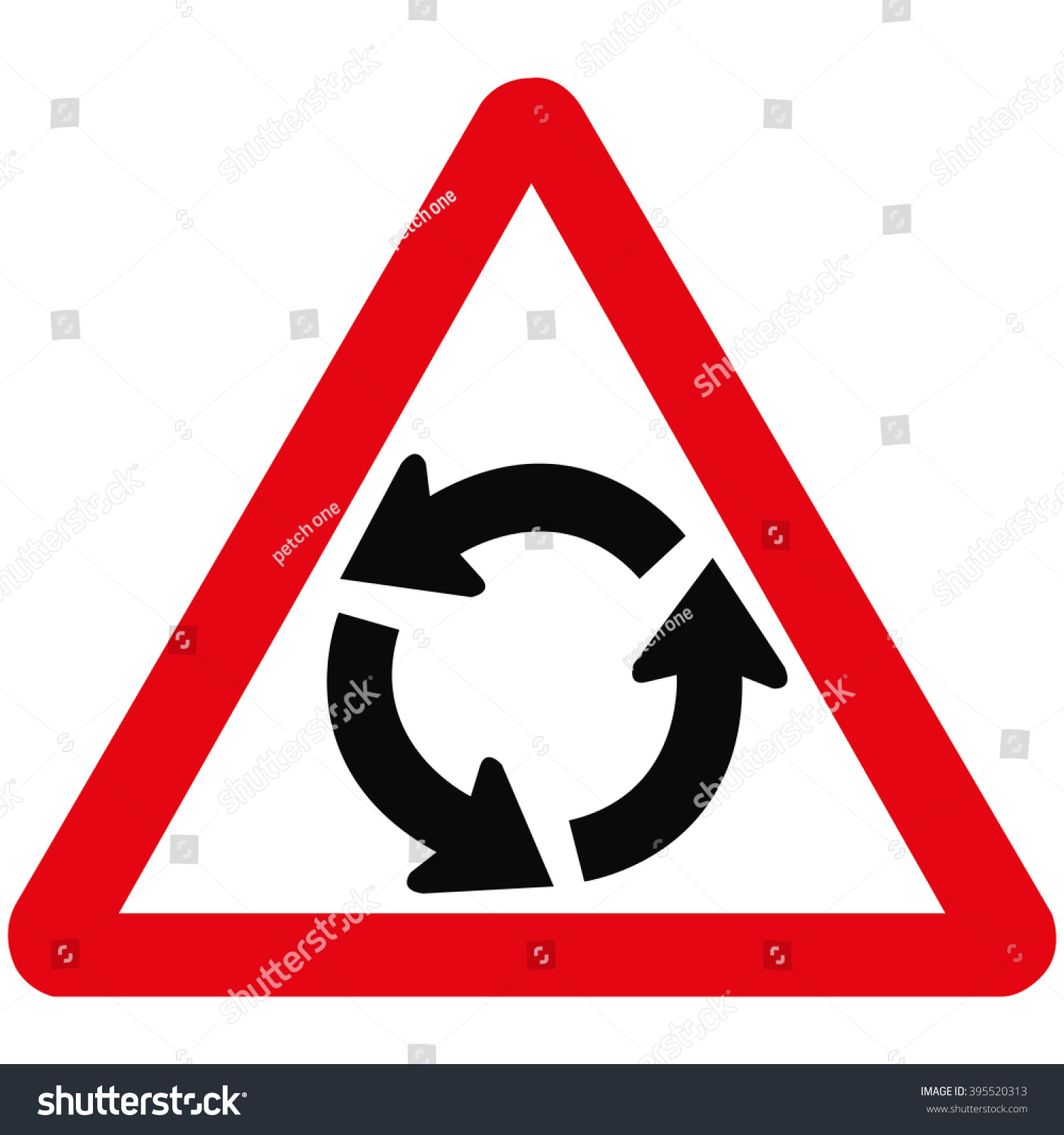 Warning Traffic Signs Roundabout Stock Vector (Royalty Free) 395520313