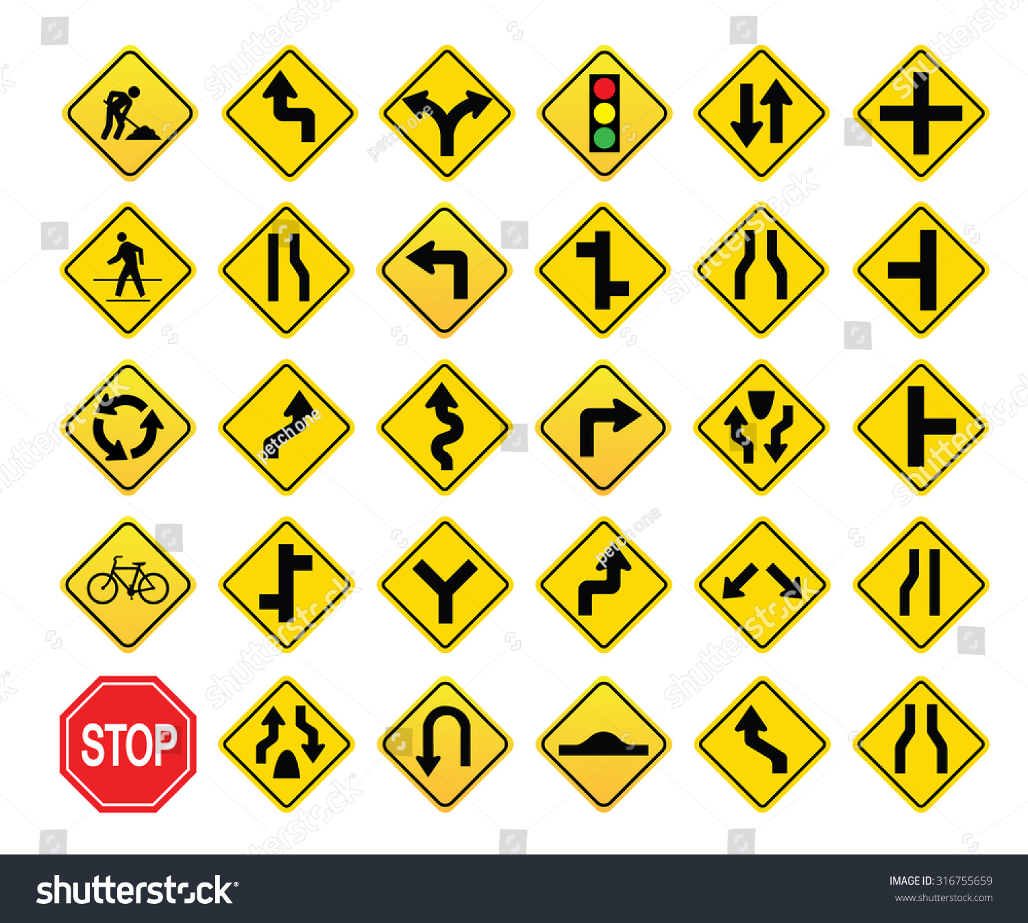Warning Traffic Signs Vector Set: เวกเตอร์สต็อก (ปลอดค่าลิขสิทธิ์ ...